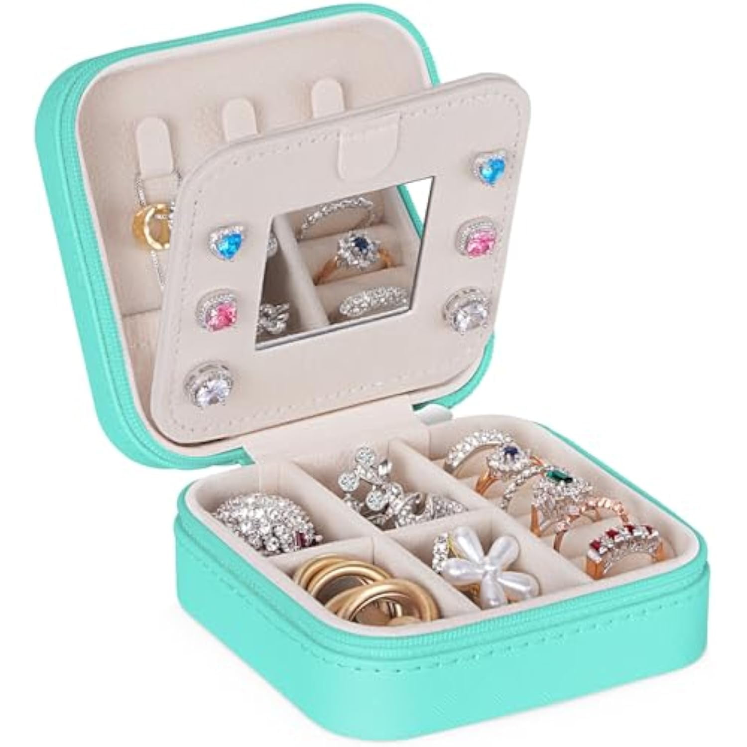 Lifewit Travel Jewelry Organizer Case with Mirror, Compact Jewelry Box ...