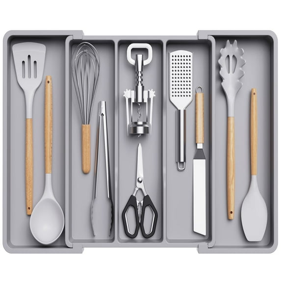 Lifewit, Utensil Organizer, Expandable Drawer Divider, Large Gray ...
