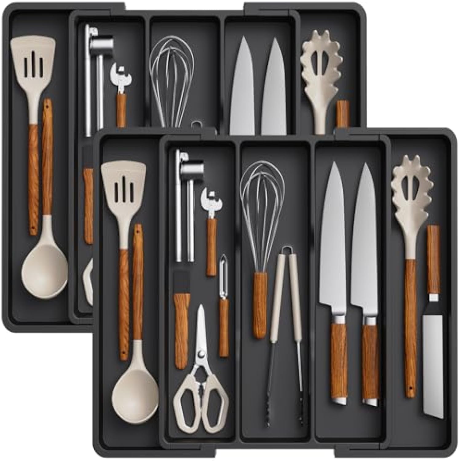 Lifewit Utensil Organizer for Kitchen Drawers, Expandable Cooking ...