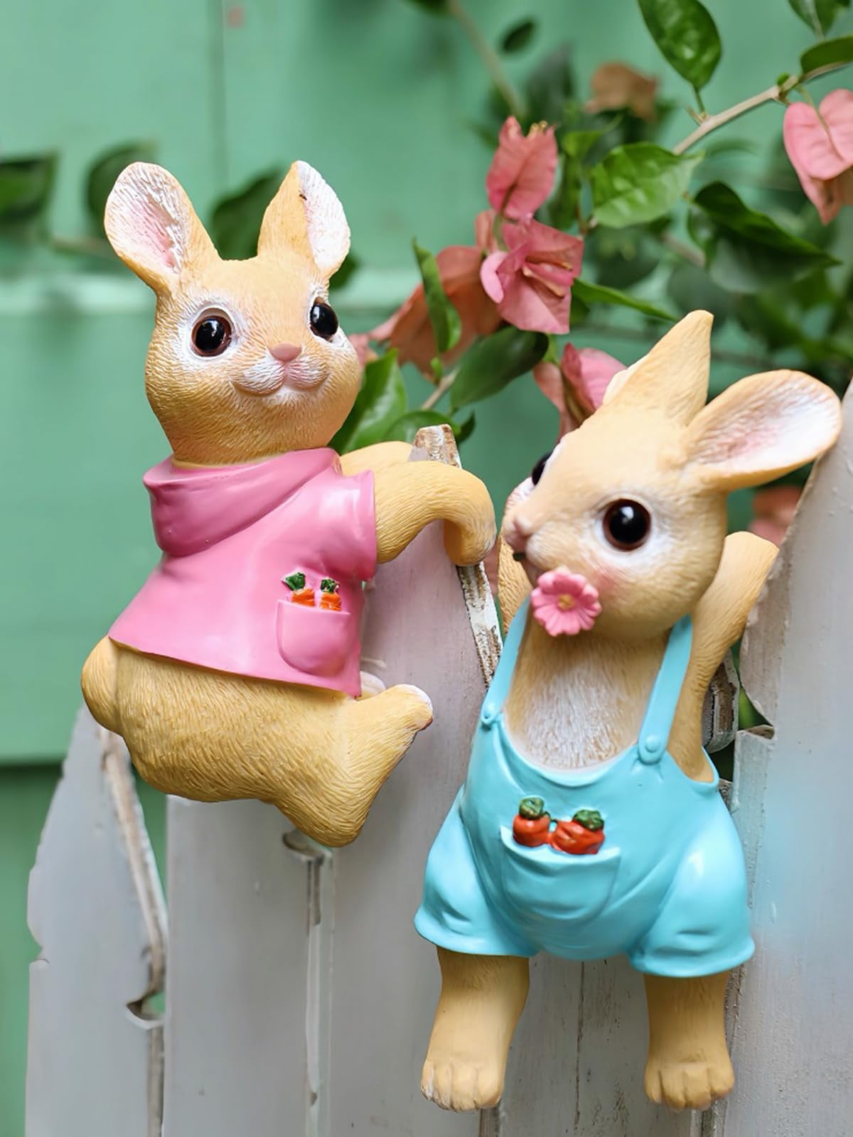 Lifexquisiter Cute Bunny Figurine Hanger for Planter Pot Décor, Resin ...