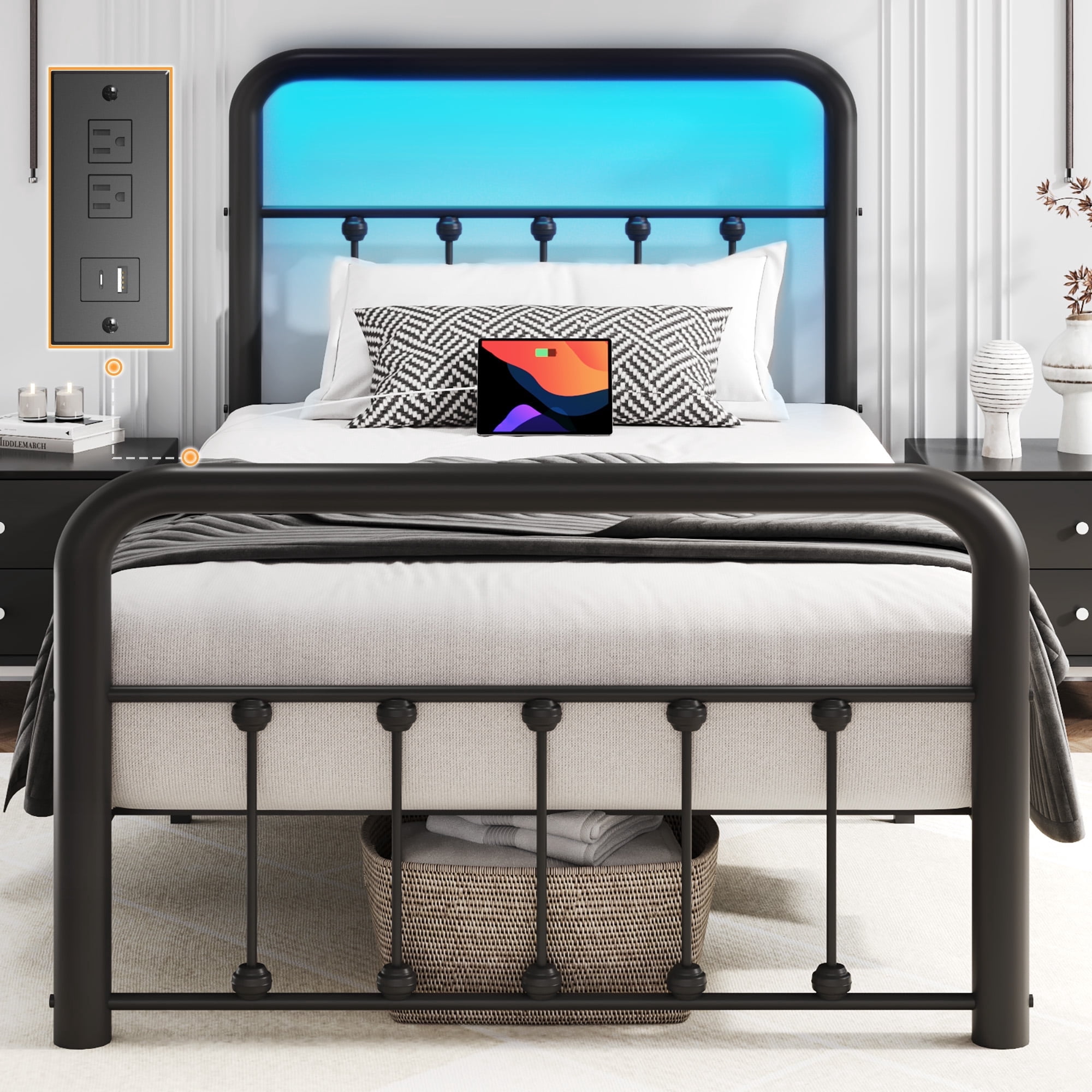 Lifezone Twin Bed Frame, Classic Metal Platform Bed Frame, with ...