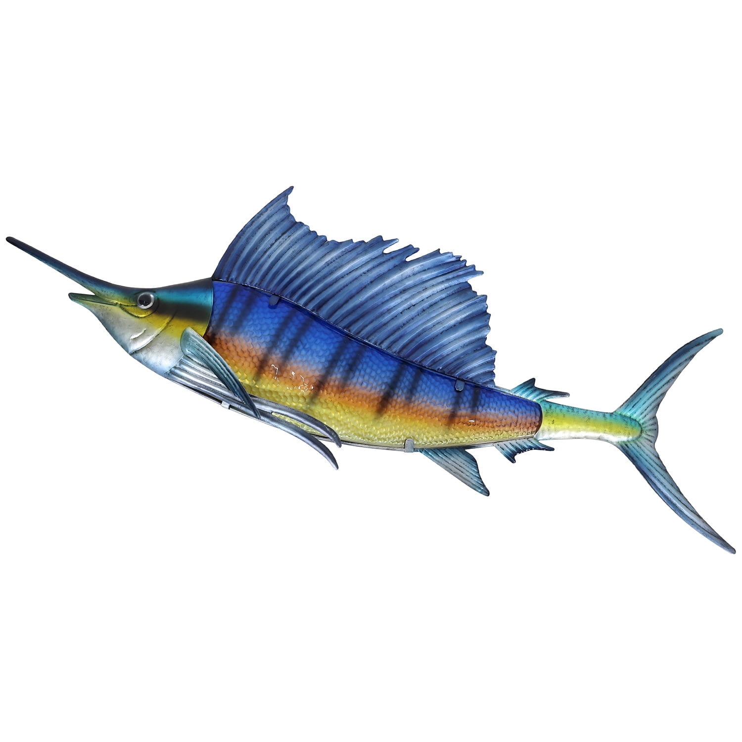 Liffy Nautical Sailfish Metal Wall Art - Large Size Blue Yard Sculpture ...