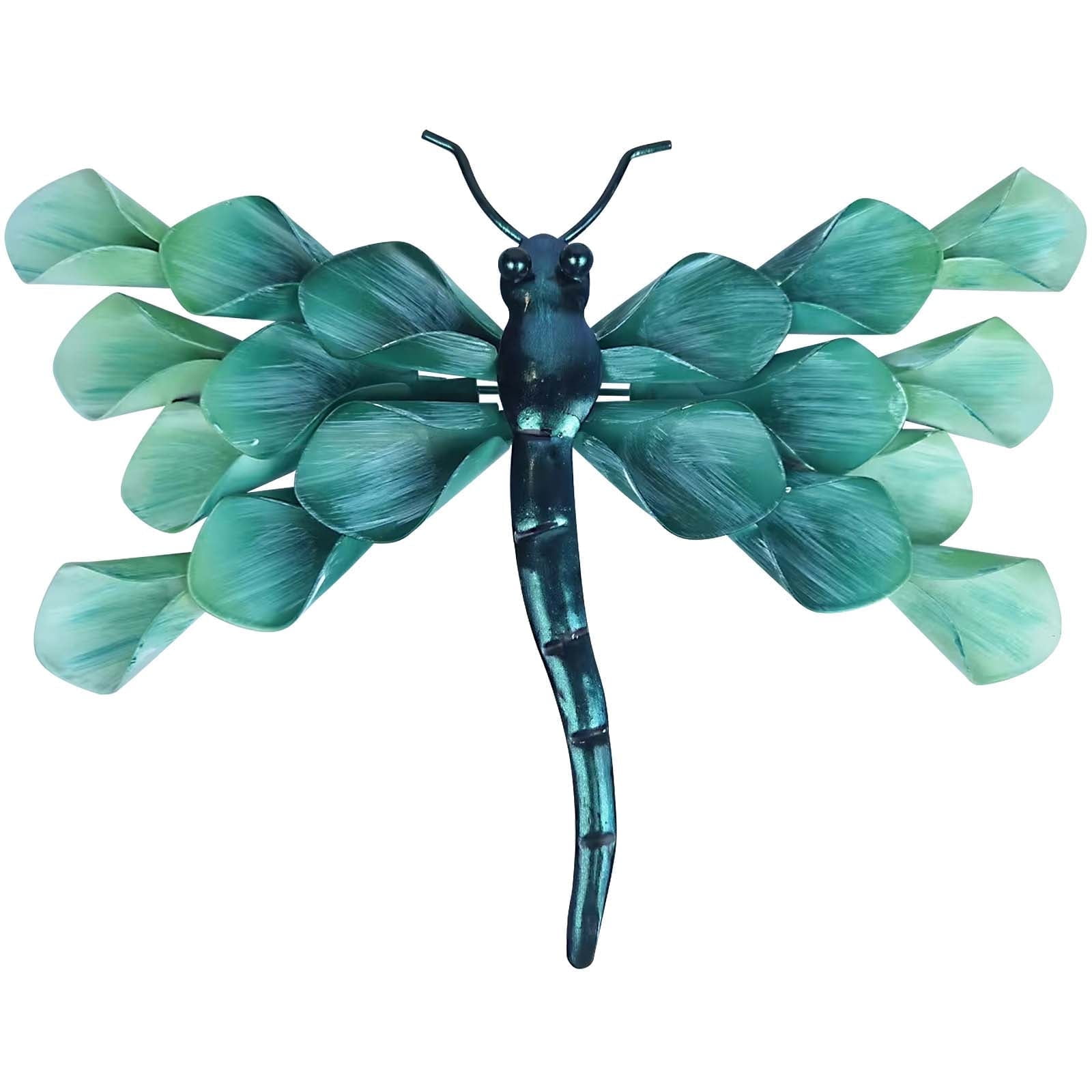 Liffy Metal Dragonfly Wall Art - 14" Decorative Green Dragonfly with ...