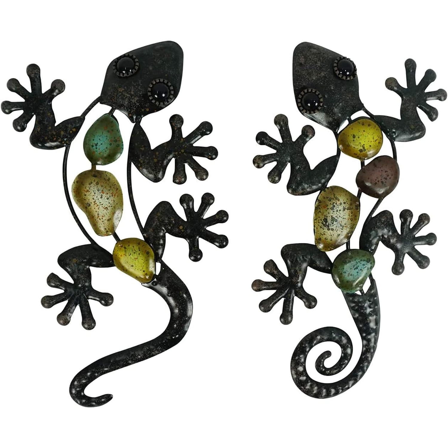 Liffy Metal Gecko Wall Art - Unique Lizard Design with Stone Accents ...