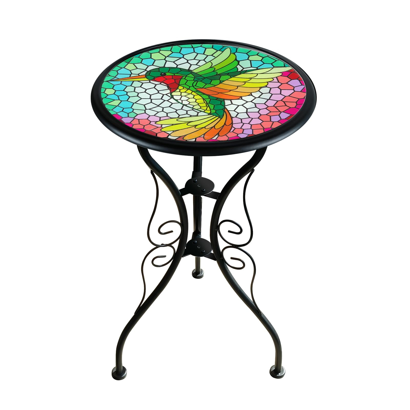 Liffy Mosaic Table, Hummingbird Metal End Table ,Small Patio Round ...