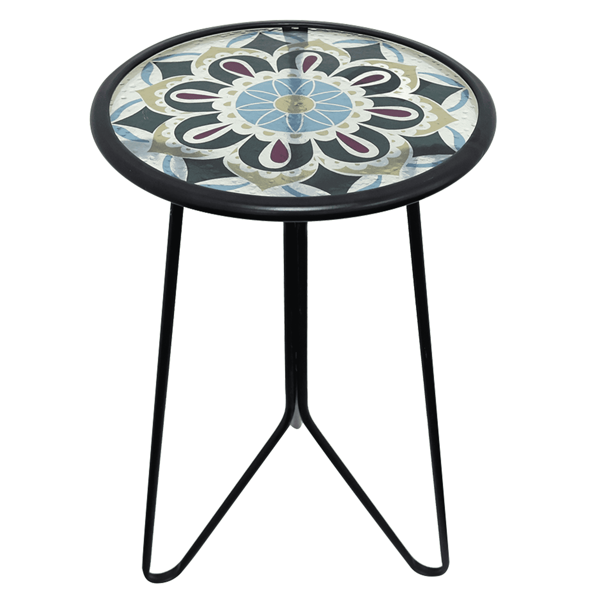 Liffy, Outdoor Mosaic Table, 12x12x22 inches, Flower Art Design ...