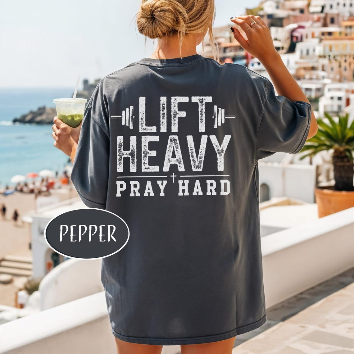 Lift Heavy Pray Hard Shirt Jesus And Gym T-Shirt Christian Mom ...