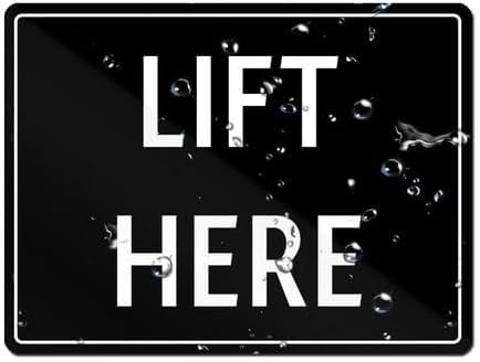 Lift Here Sign 8"X6" Black White Acrylic - Self Stick Door Sign Wall ...
