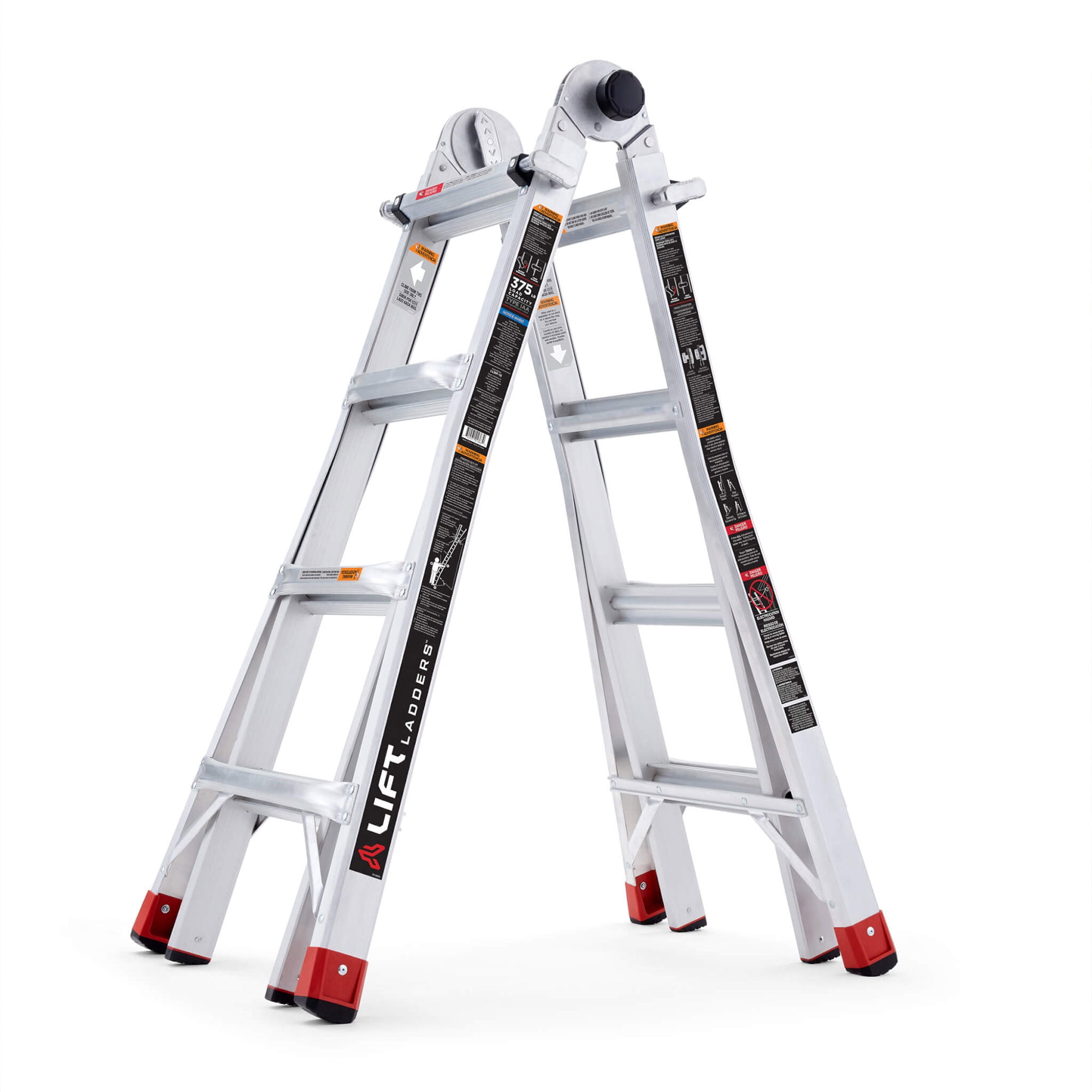 Lift Ladders 18’ Reach 5-in-1 Multi-Position and Extendable Aluminum ...