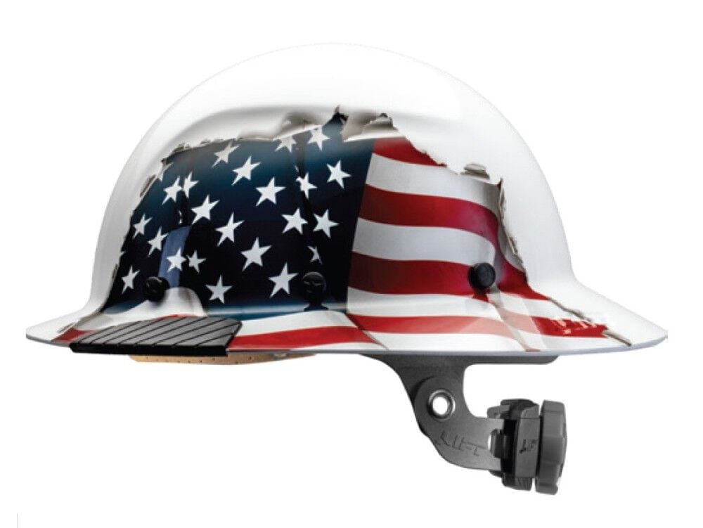 Lift Safety Fiber Resin Dax Full Brim Hard Hat, American Flag - Walmart.com
