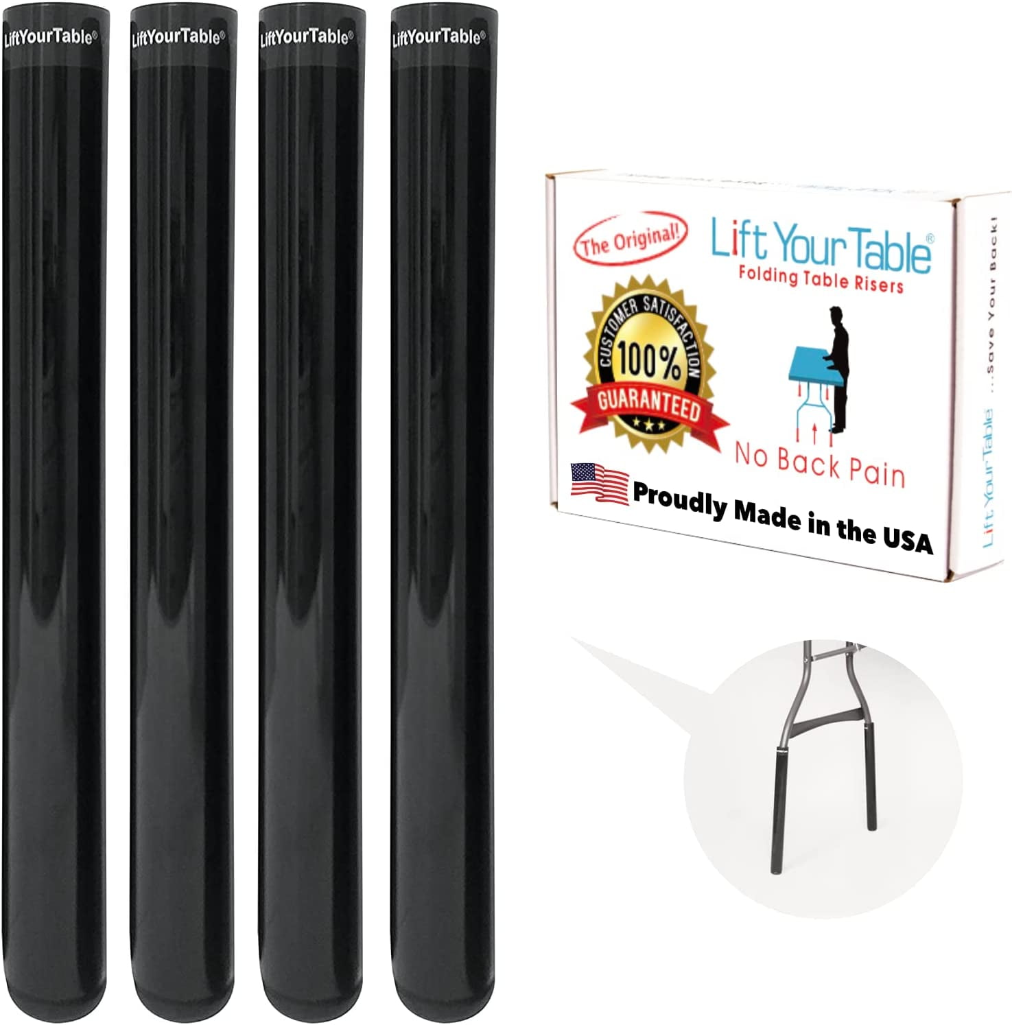 Lift Your Table® Folding Table Risers - Bar Height (Non-Slip Foot ...