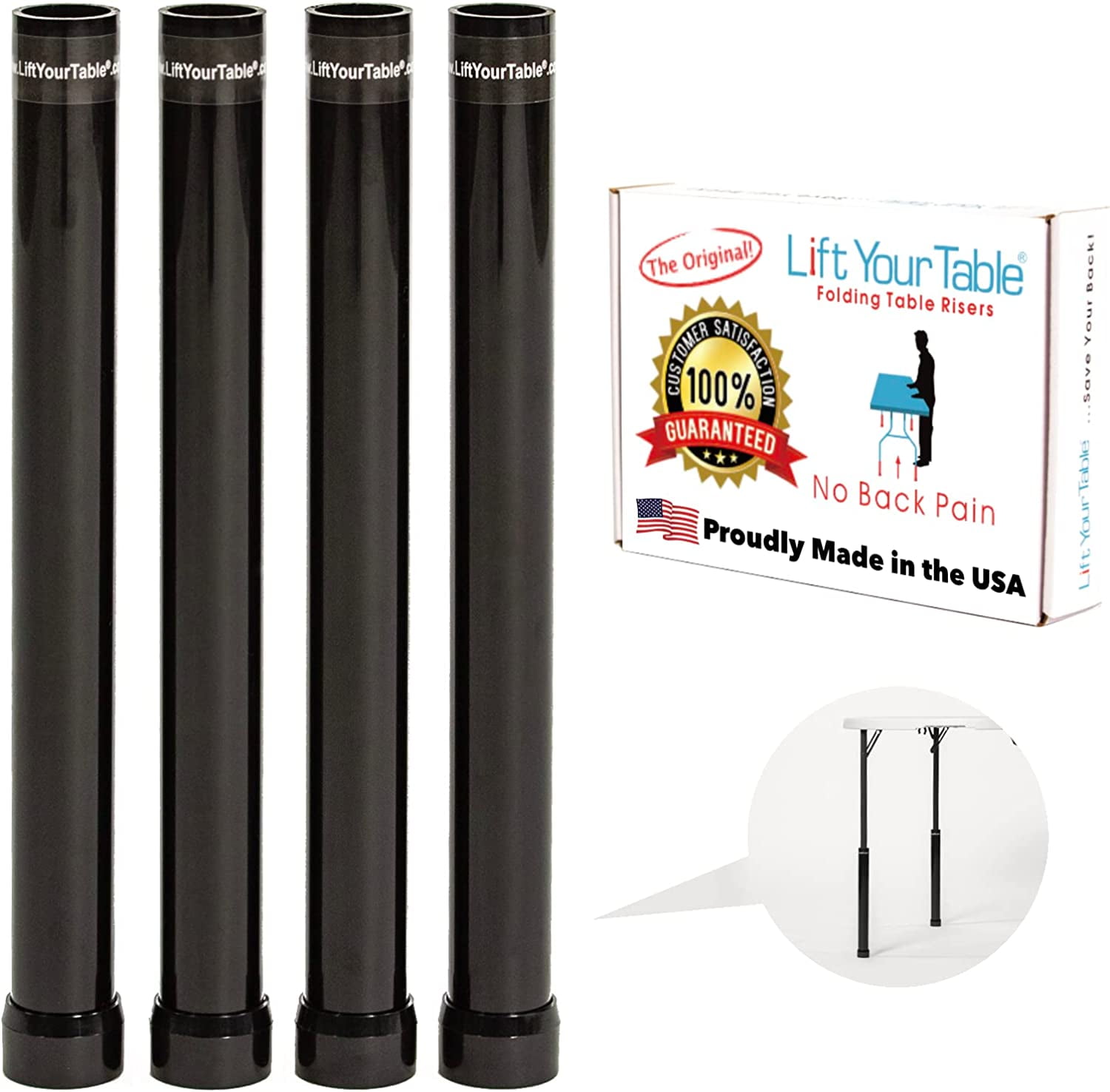 Lift Your Table® Folding Table Risers - Counter Height (for Straight ...