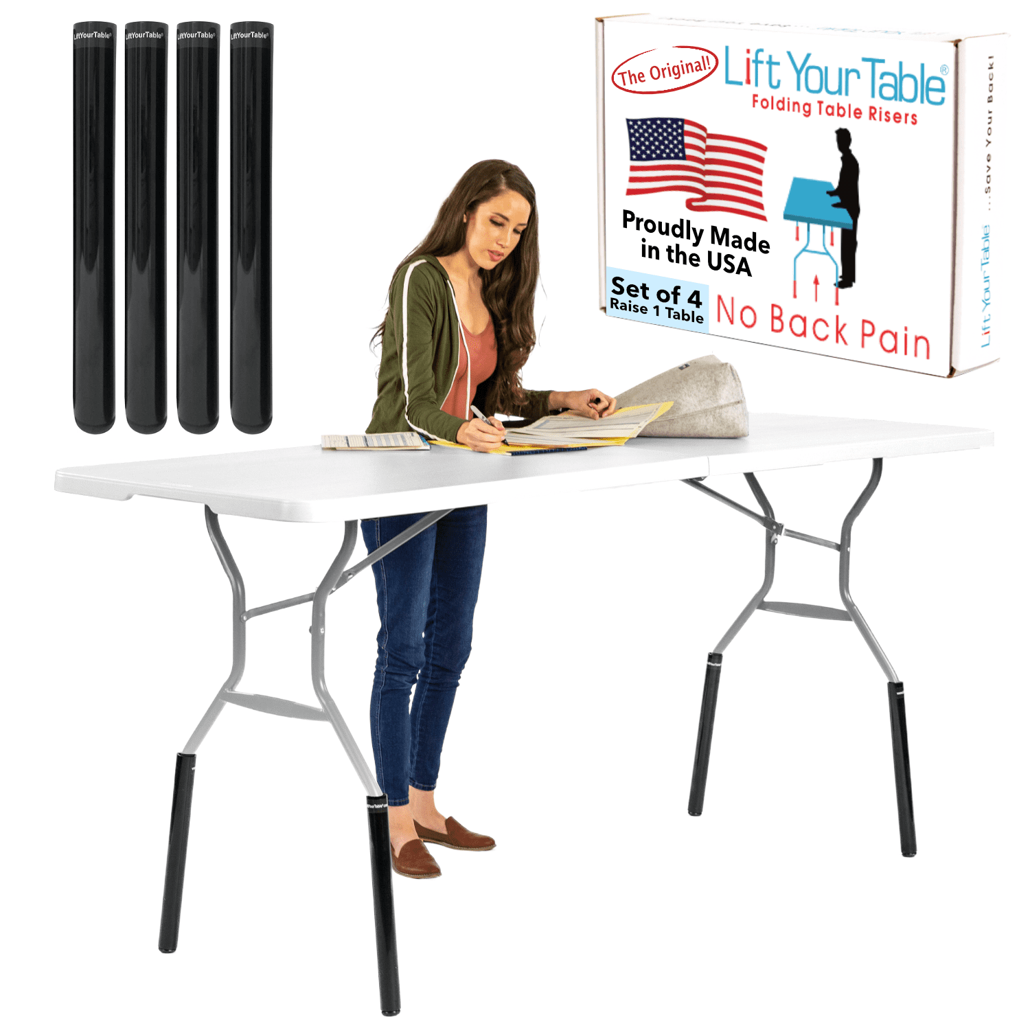 Lift Your Table® Folding Table Risers, Standing Desk Kit, Sturdy ...