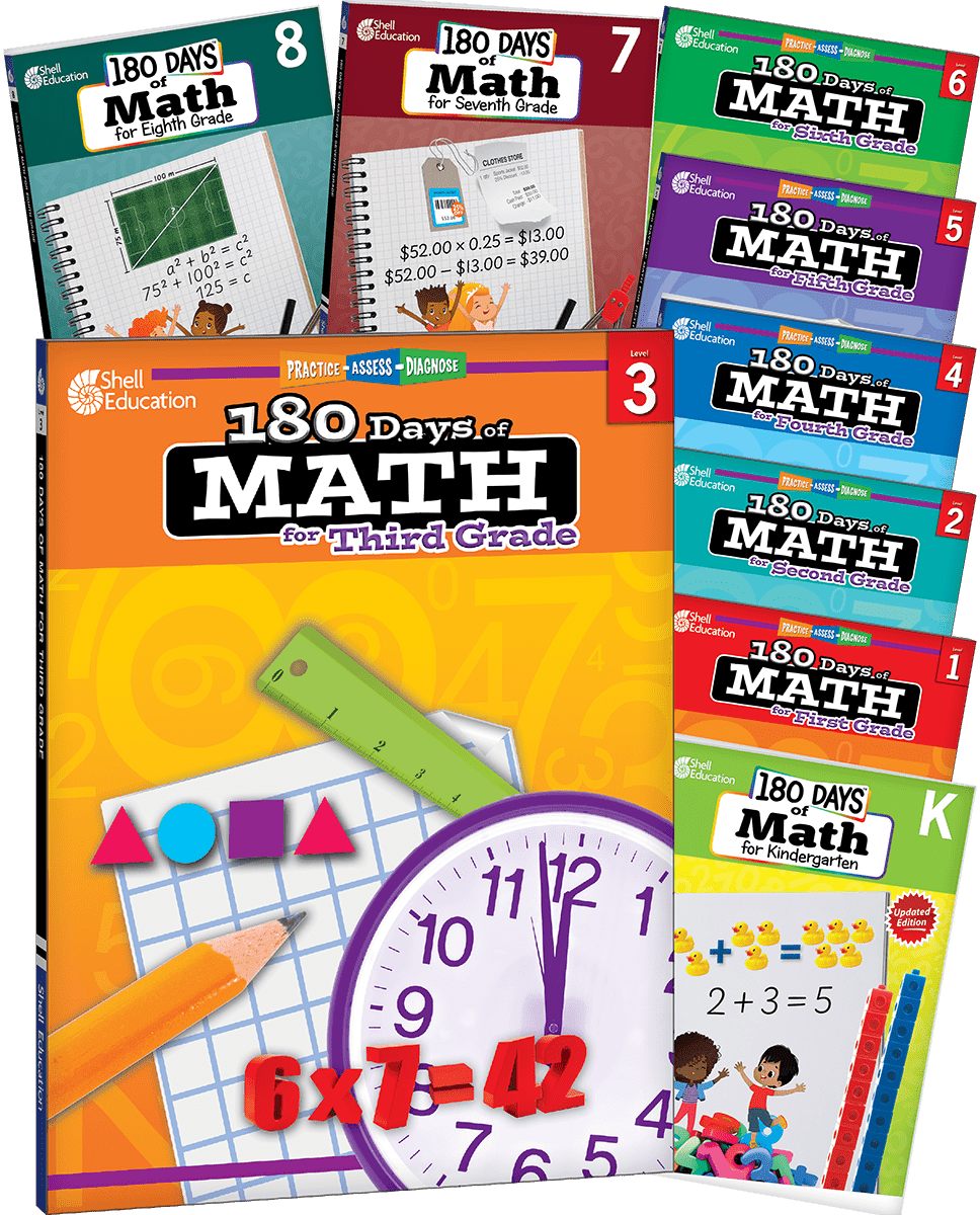 180 Days™: Math for Grades K-8: 9-Book Set - Walmart.com