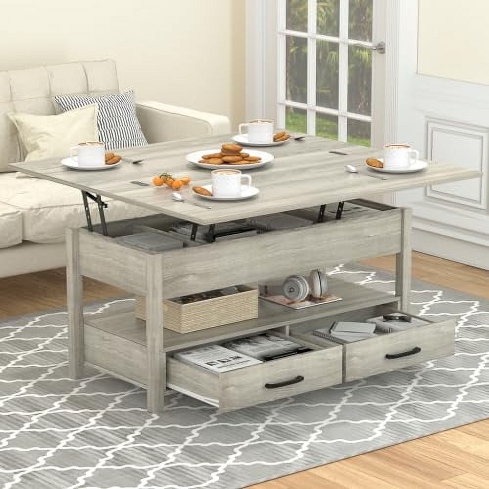 Lift Top 3-in-1 Multifunctional Table with Drawers and Hidden ...