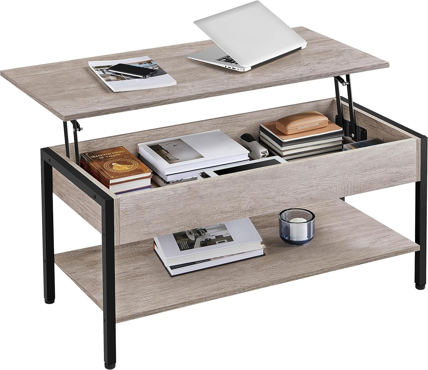 Lift Top 41 in Coffee Table with Hidden Storage Compartment, Wooden ...