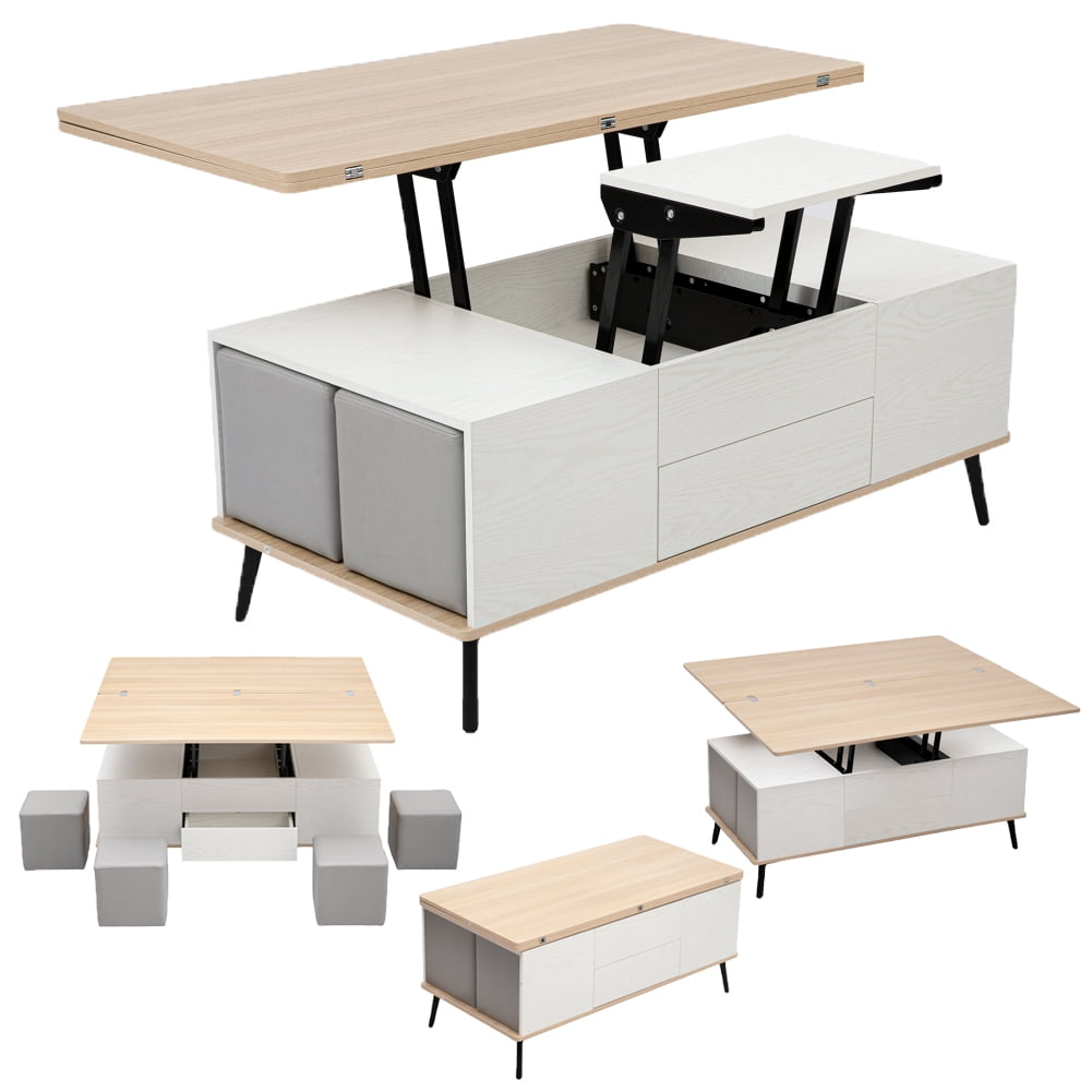 Broadfashion Lift Top Coffee Table, Convertible 3-in-1 Dining Table ...