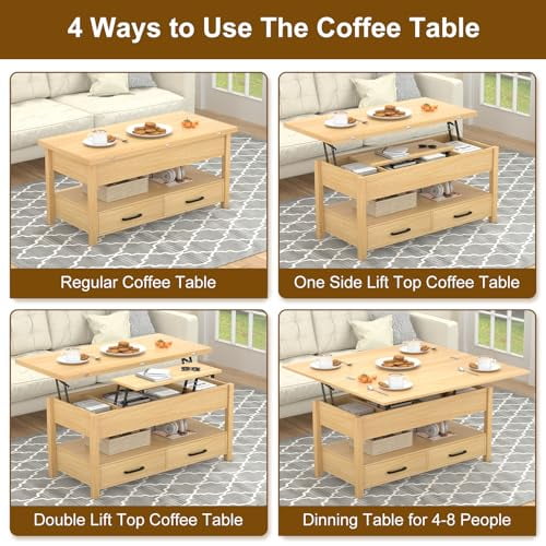 Lift Top Coffee Table, 3-in-1 Multifunctional Coffee Storage Table with ...