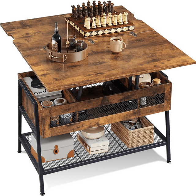 Lift Top Coffee Table 4 in 1 Coffee Table with Hidden Compartment Multi ...