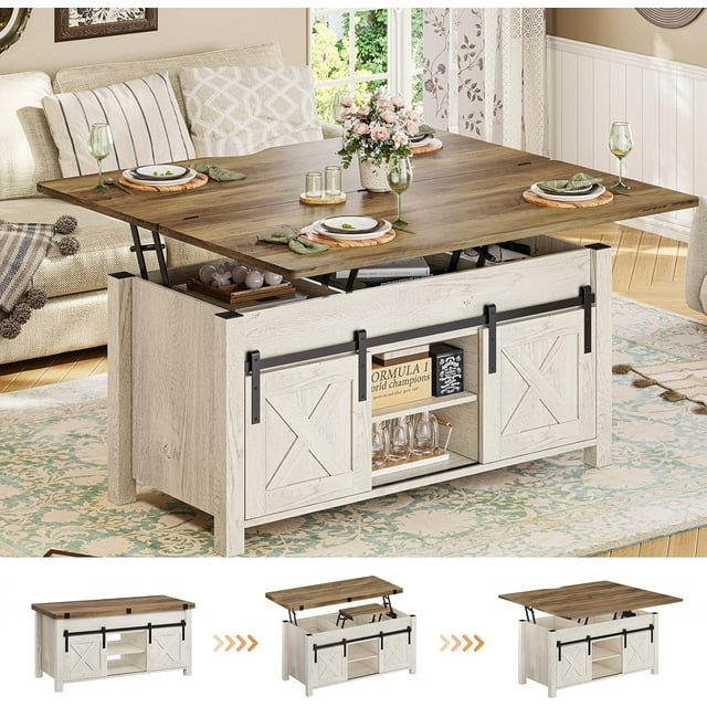 Lift Top Coffee Table, 4 in 1 Multi-Function Farmhouse Coffee Tables ...