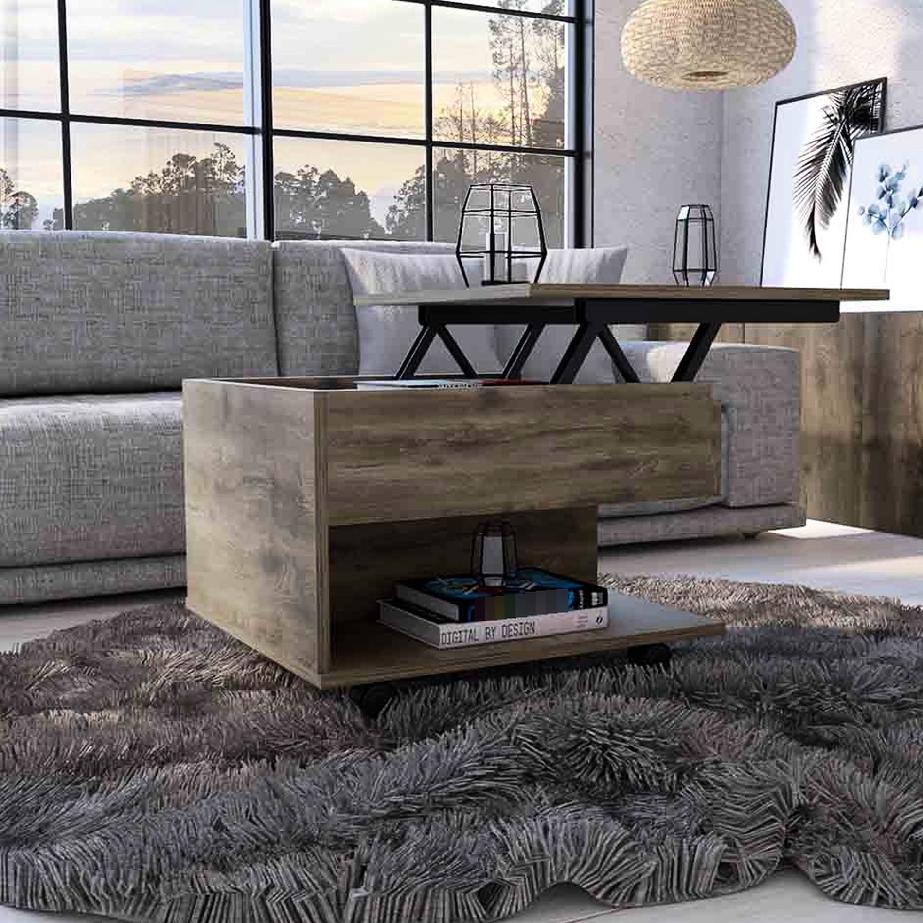 Lift Top Coffee Table | Concealed Storage & Smart Locking Wheels | High ...