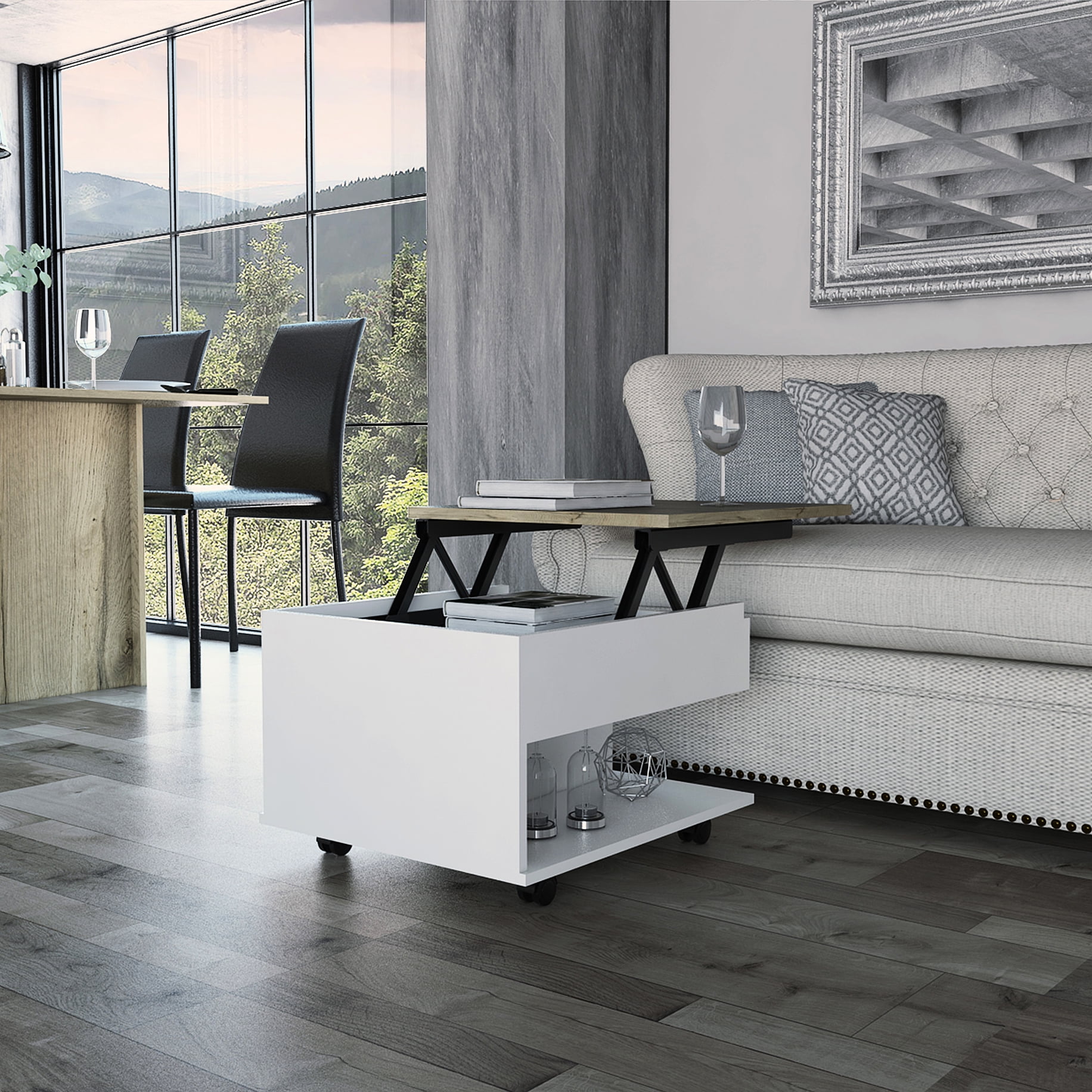 Lift Top Coffee Table, Concealed Storage Space, 21.6"w X 19.6"d Large ...