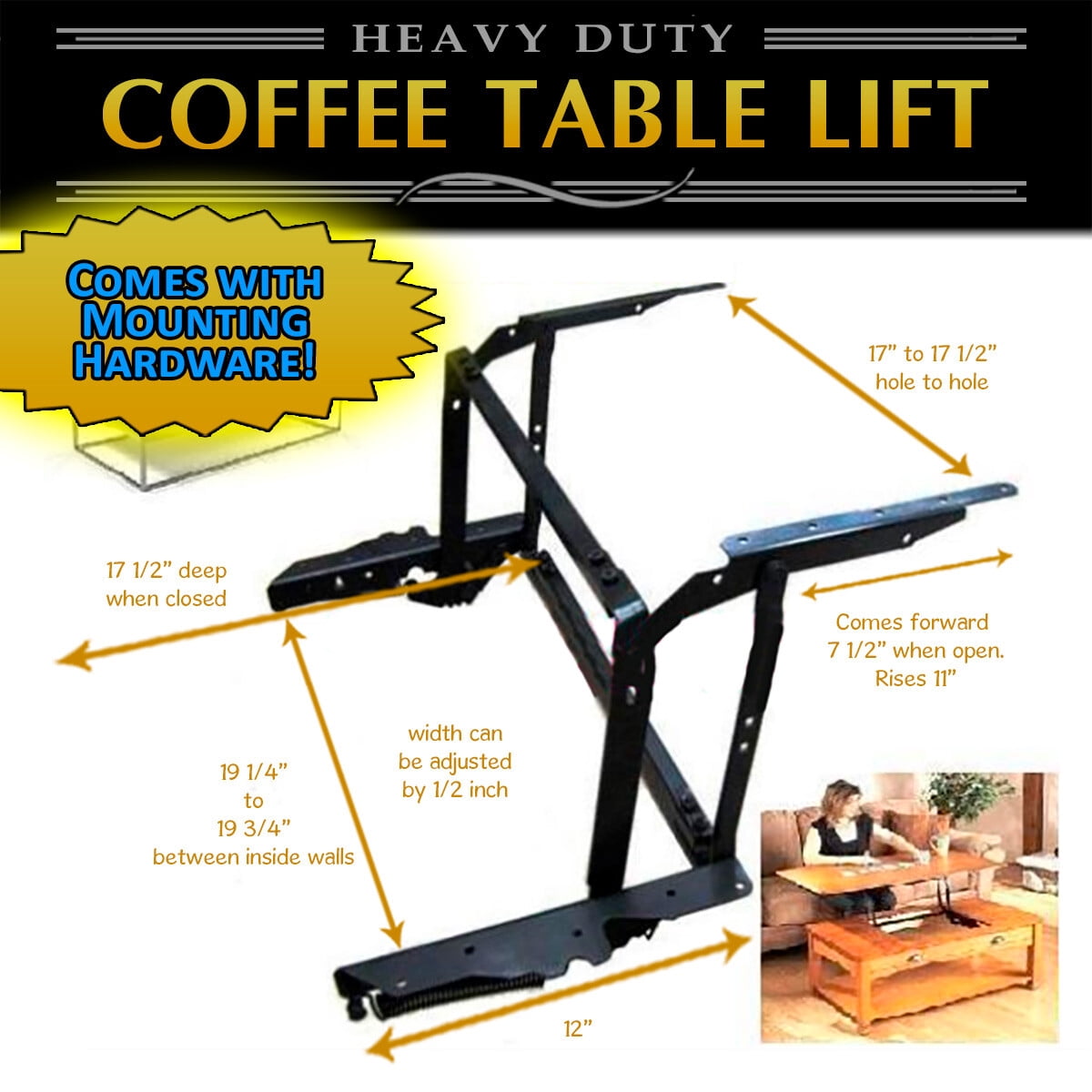 Lift Top Coffee Table DIY Mechanism Hardware Lift Up Spring Furniture ...