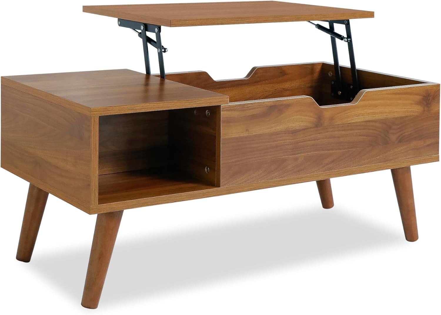 Lift-Top Coffee Table with Hidden Storage and 2 Open Cubbies, Coffee ...