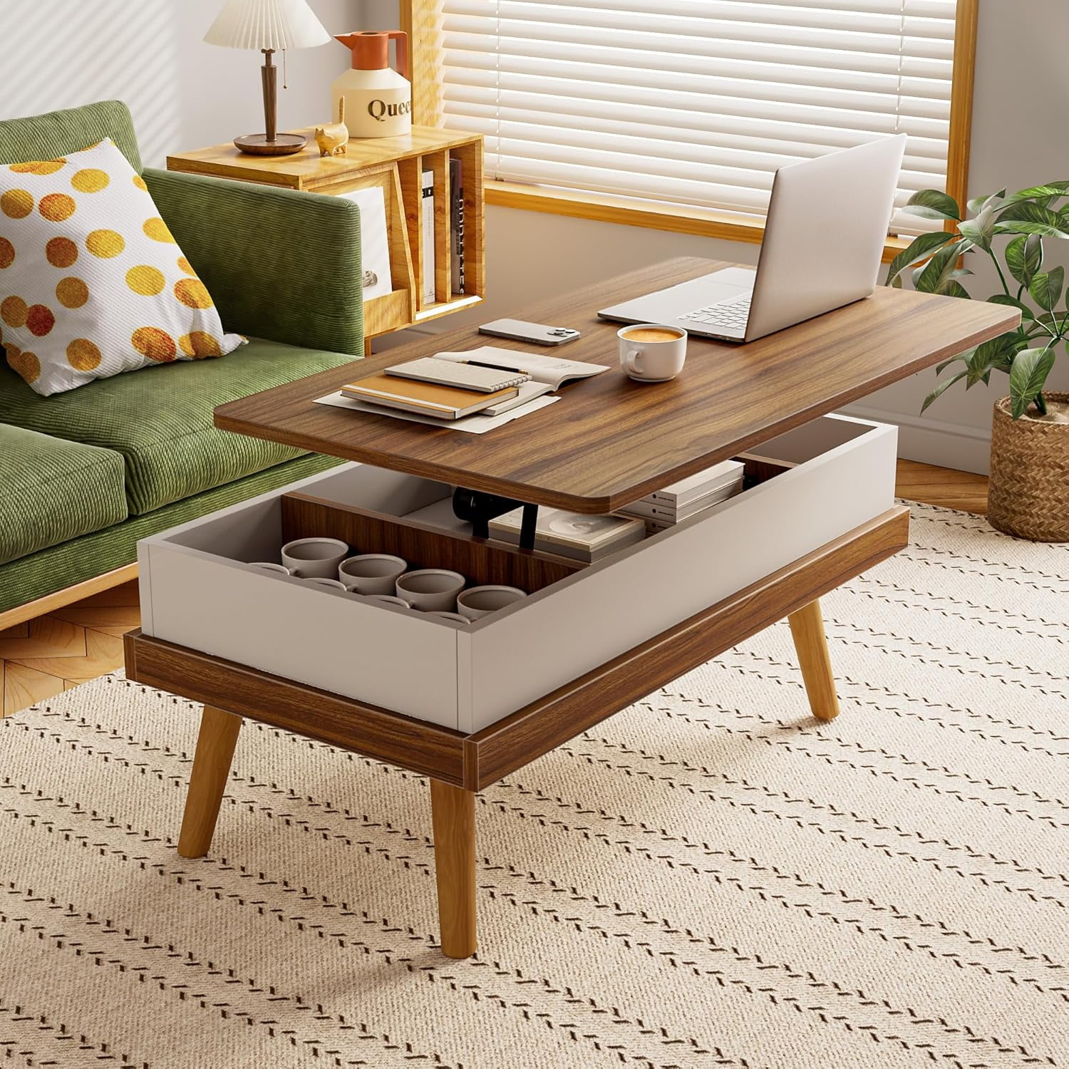 Lift Top Coffee Table with Hidden Storage, Modern Wooden Lift Tabletop ...
