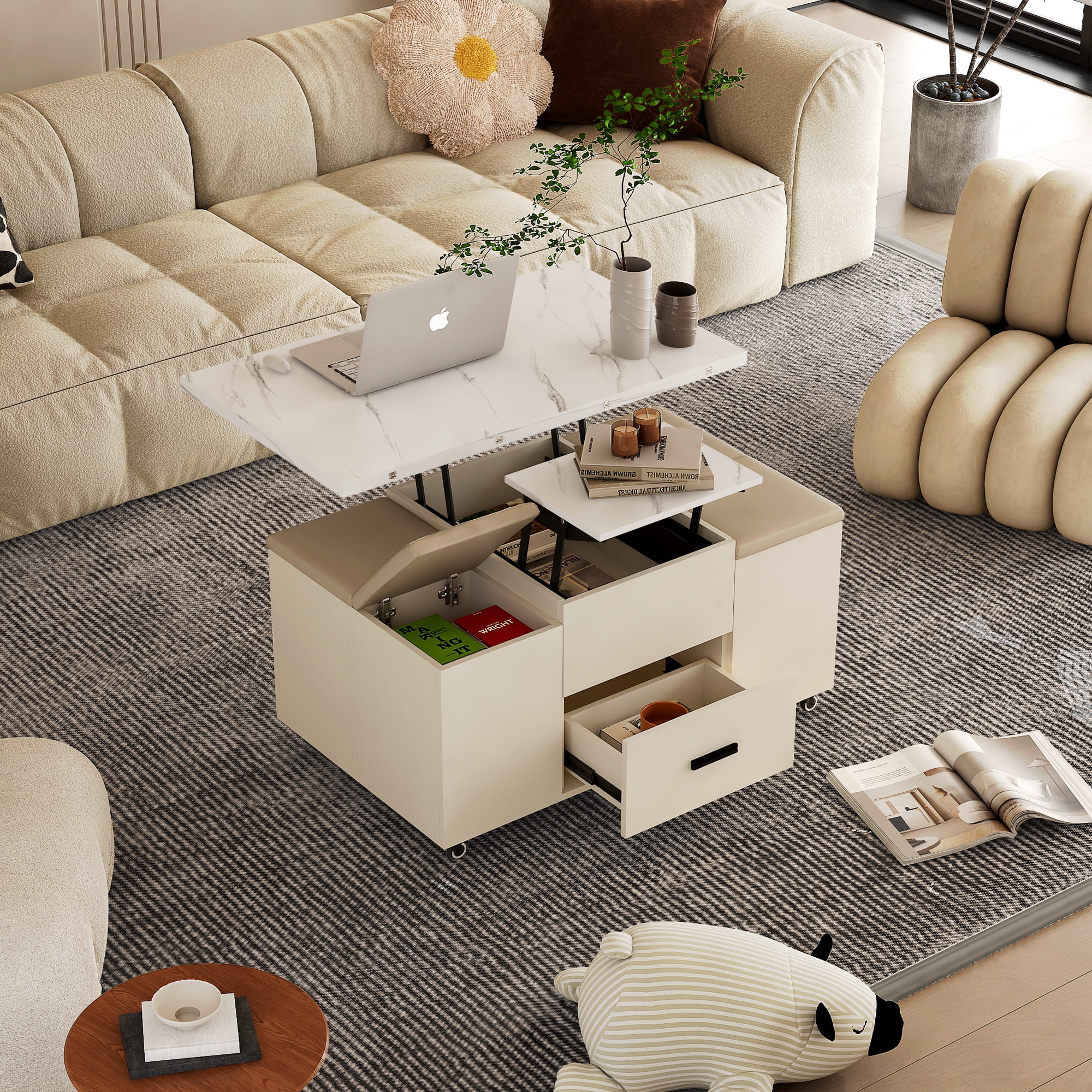 Lift Top Coffee Table for Living Room, Modern Center Tables with 1 ...