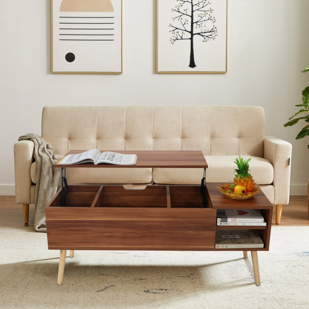 Lift Top Coffee Table, Modern Wood Computer Table with Hidden ...