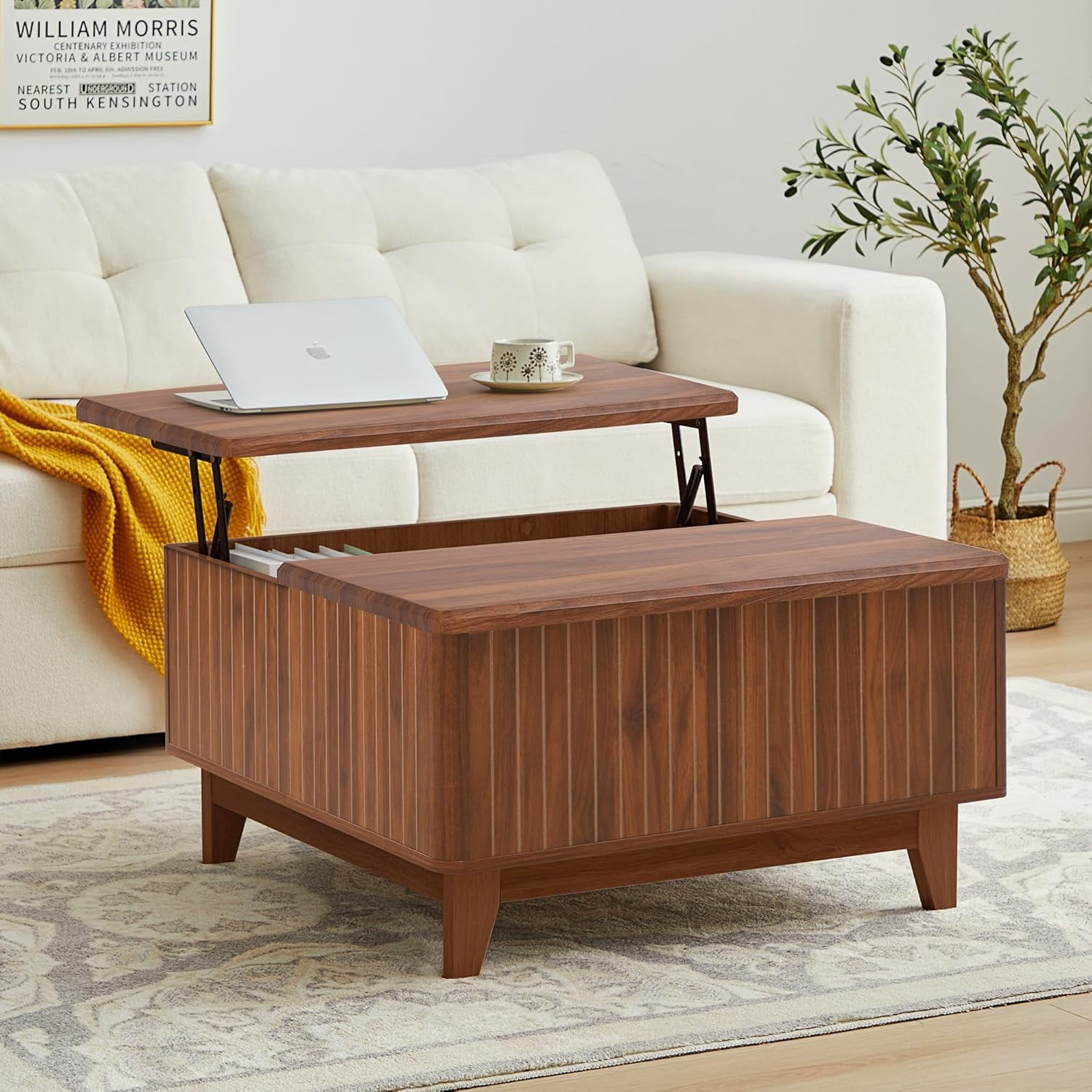 Lift Top Coffee Table, Square Coffee Table with Hidden Storage ...