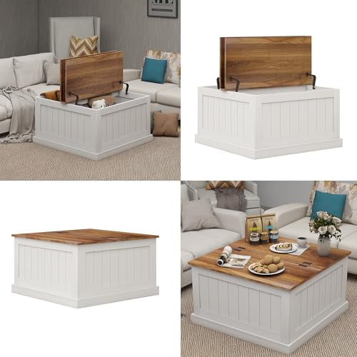 Lift Top Coffee Table with Storage, 31.5” Farmhouse Lift Top Coffee ...
