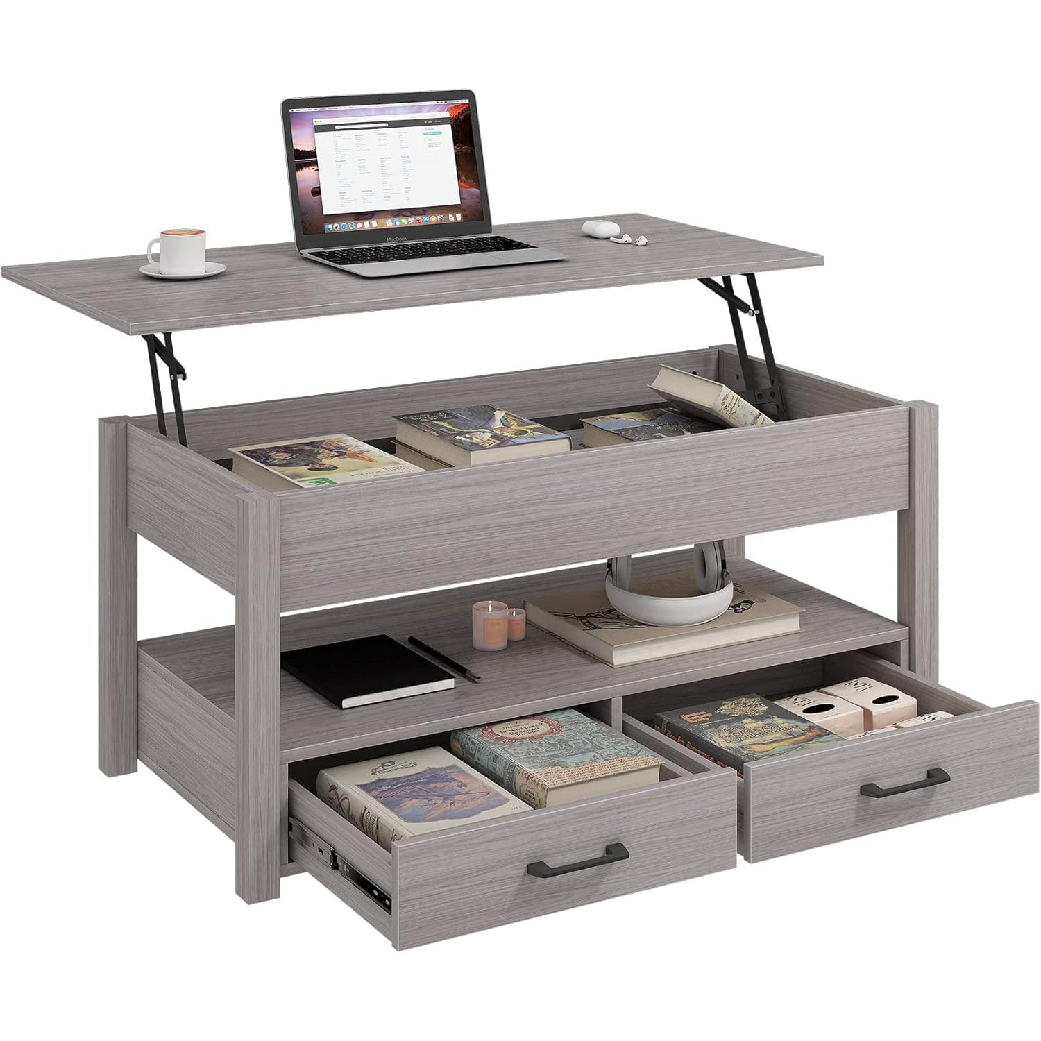 Lift Top Coffee Table with Storage, 41.7" Coffe Table with Hidden ...