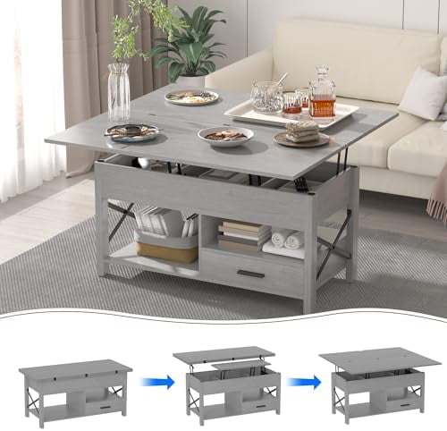 Lift Top Coffee Table with Storage, 42“ Multi-Function Coffee Tables ...
