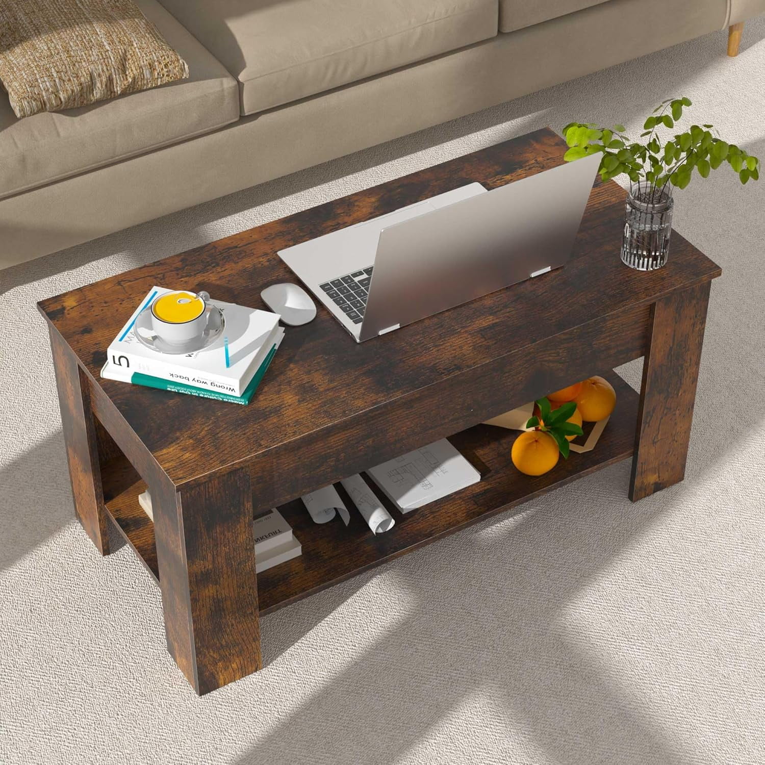 Lift Top Coffee Table with Storage for Living Room, Console Table with ...