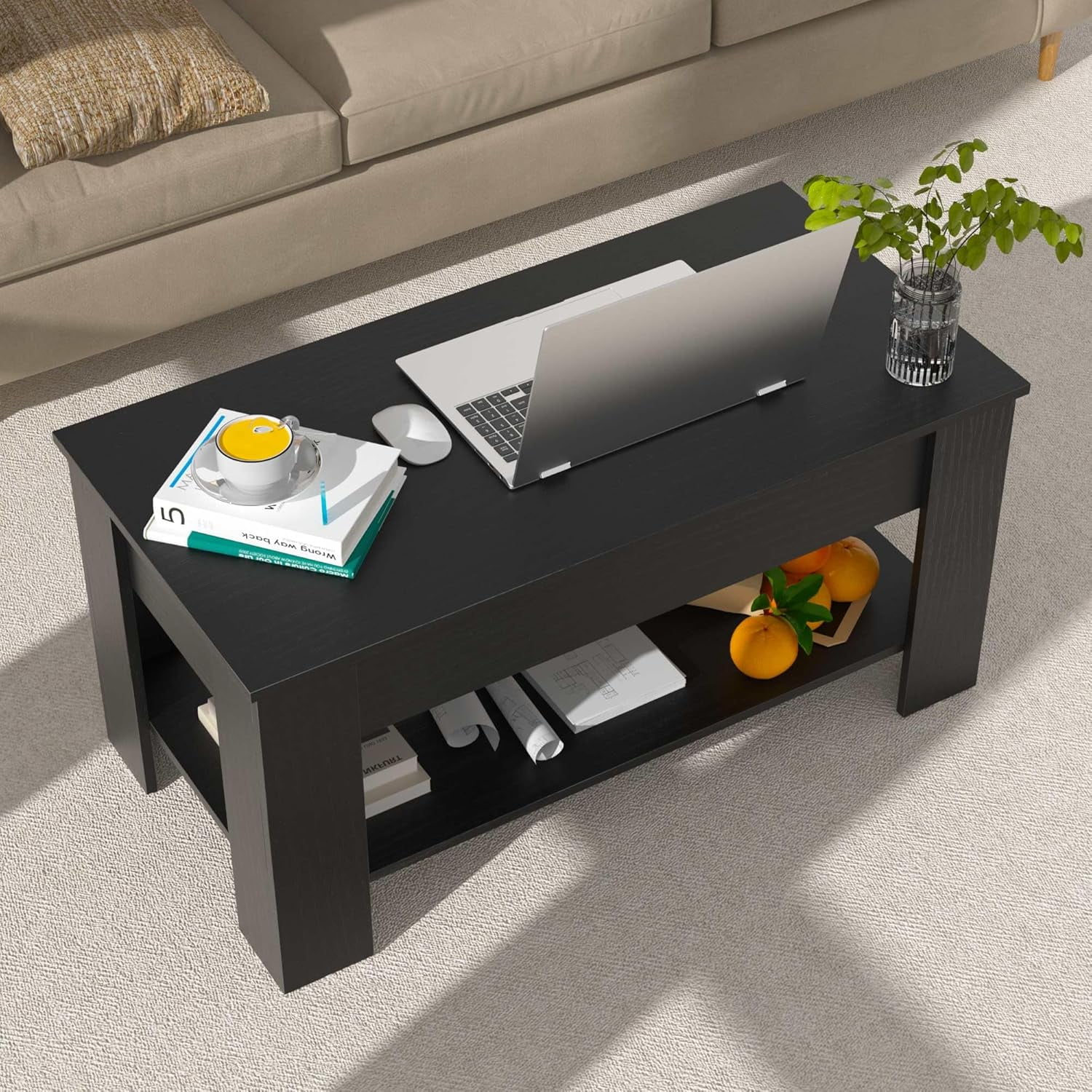 Lift Top Coffee Table with Storage for Living Room, Console Table with ...