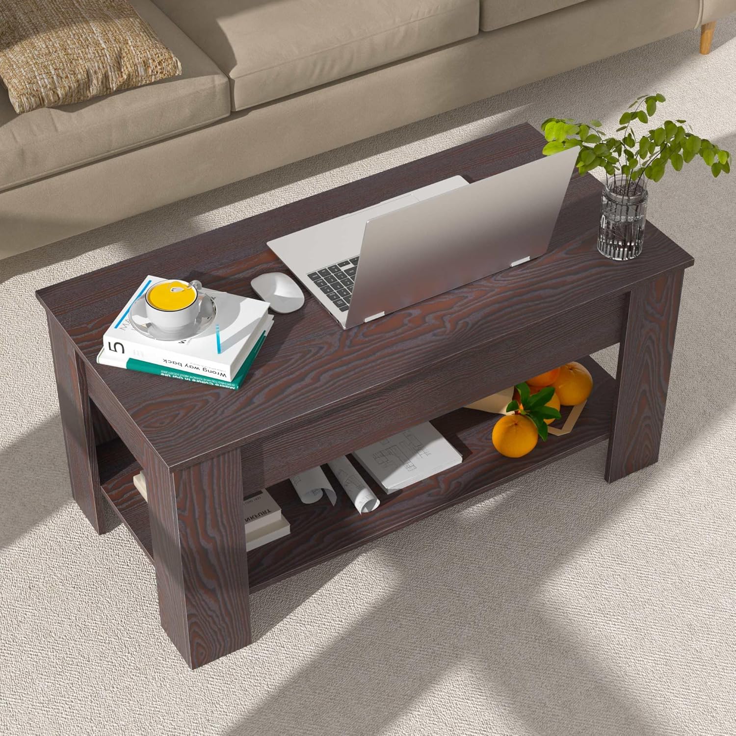 Lift Top Coffee Table with Storage for Living Room, Console Table with ...
