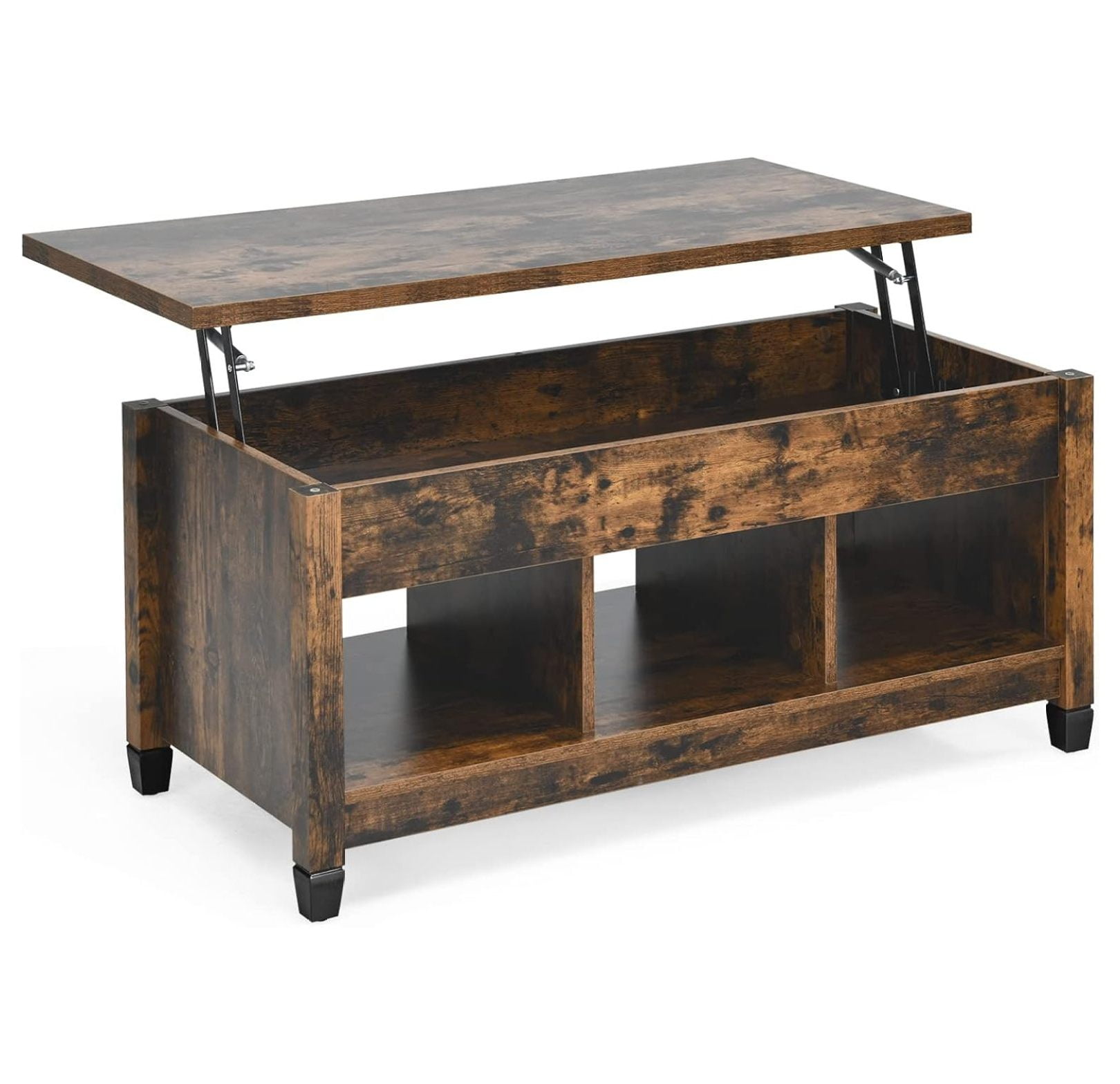 Lift Top Coffee Table with Storage, Rectangular Sofa Tea Table with Solid Wood Legs, Industrial ...