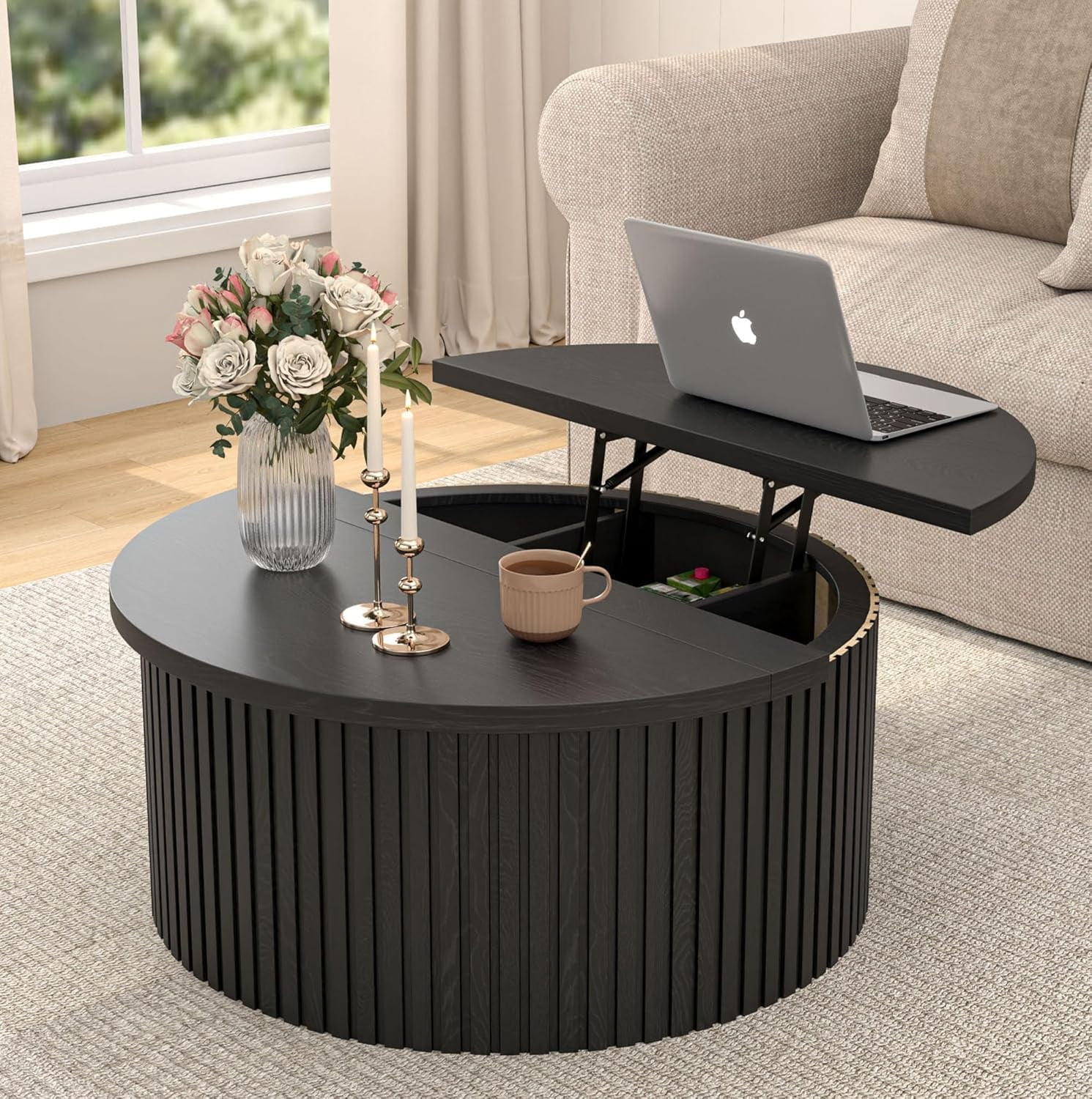 Lift Top Coffee Table with Storage, Round Coffee Tables for Living Room ...
