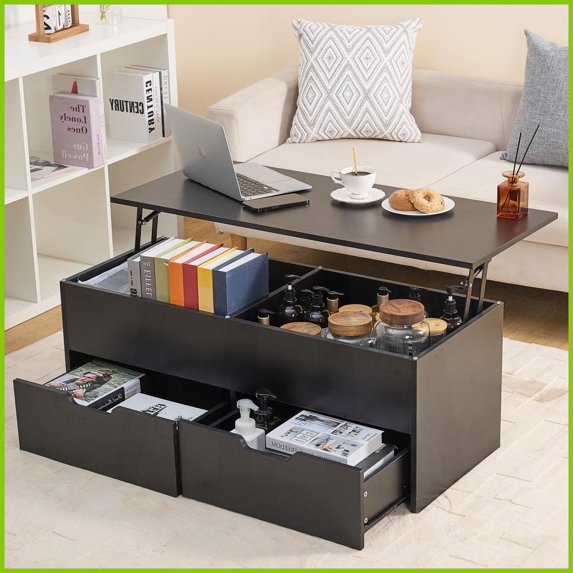Lift-Top Coffee Table for Living Room, Space-Saving Storage with Hidden ...