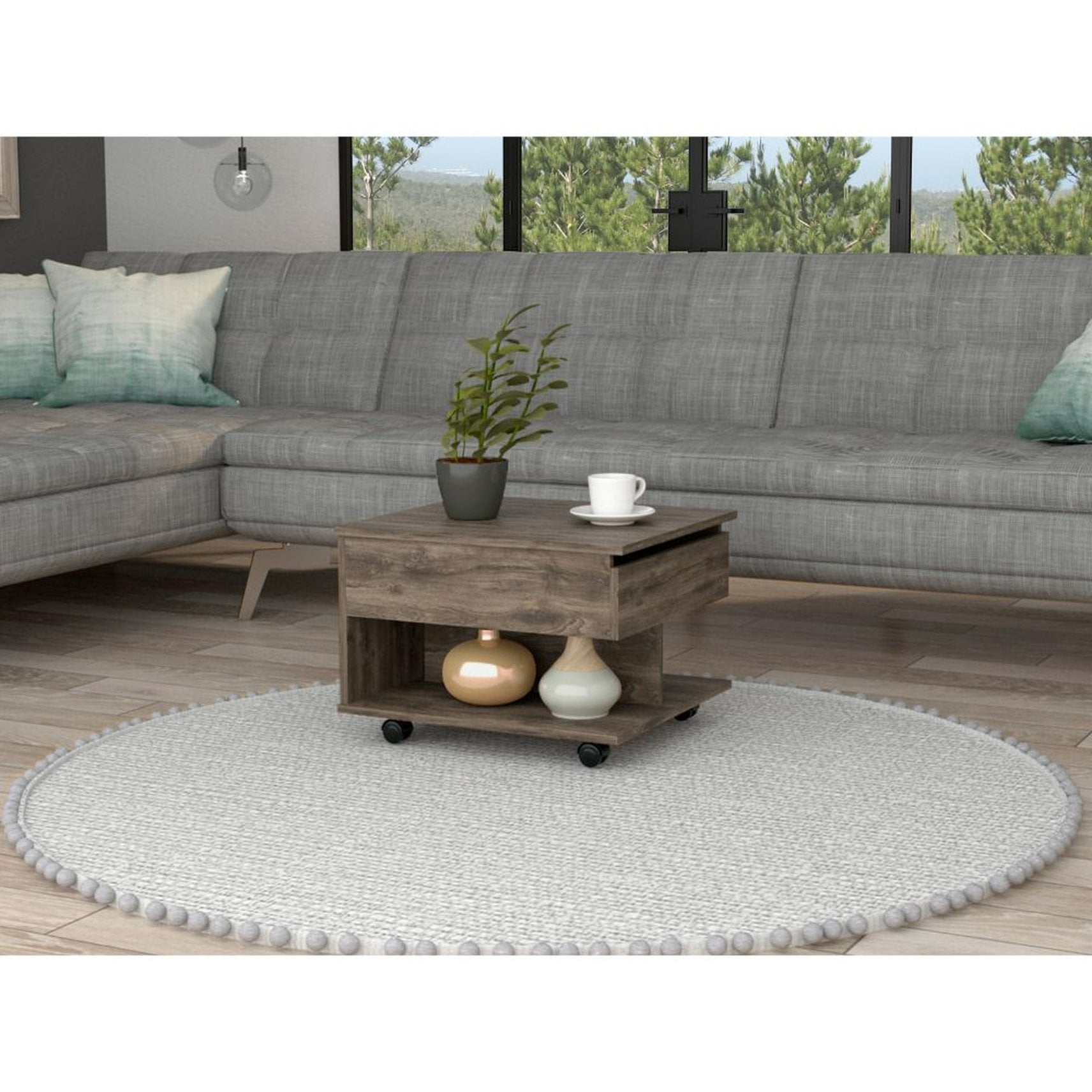 Lift Top Coffee Table for Storage Needs / Brown, Shelf & Smart Lockable ...