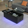 Lift Top Coffee Table with Charging Station, LED Lights, Drawer, and ...