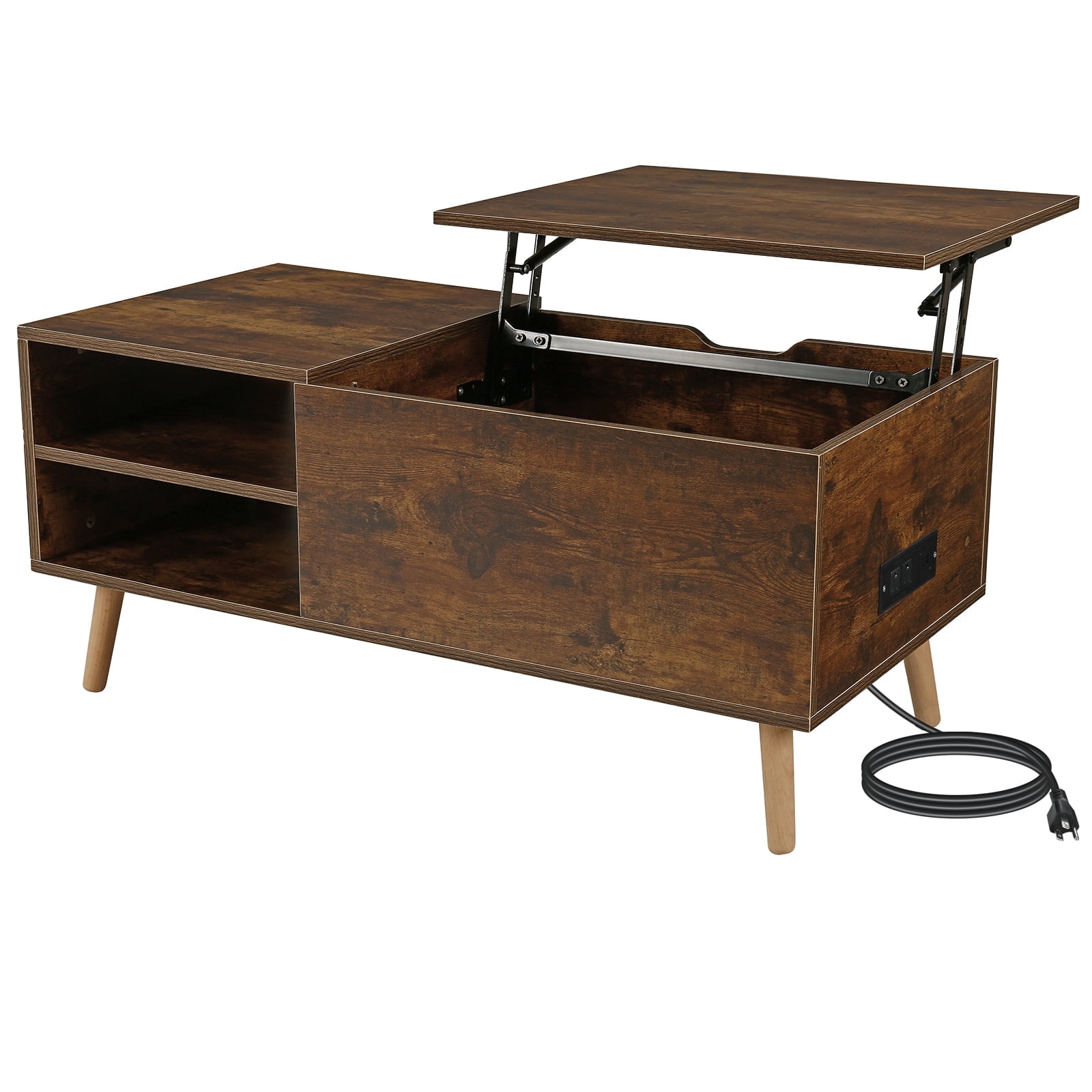 HOMMPA Lift Top Coffee Table with Hidden Compartments, USB Ports, 39 ...