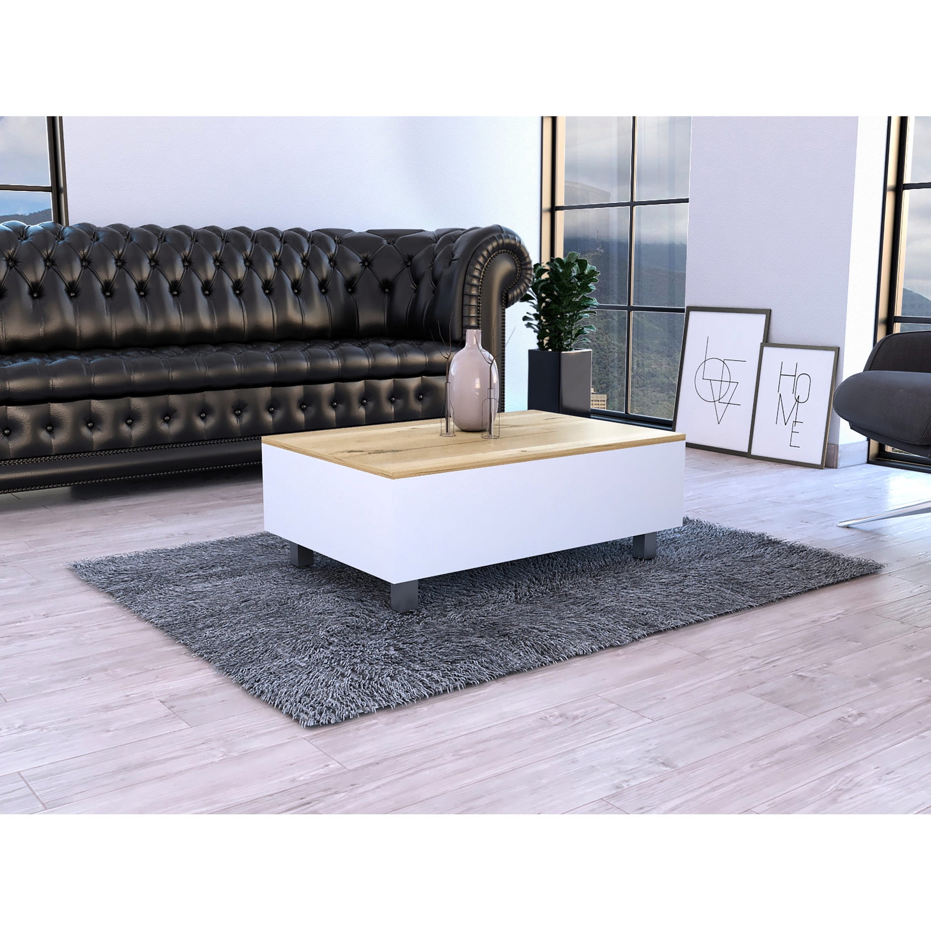 Lift Top Coffee Table with Smart Locking Wheels and Concealed Storage ...