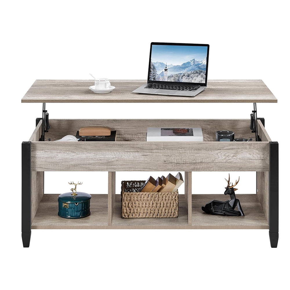 Lift Top Coffee Table with Storage Hidden Compartment & Shelf ...
