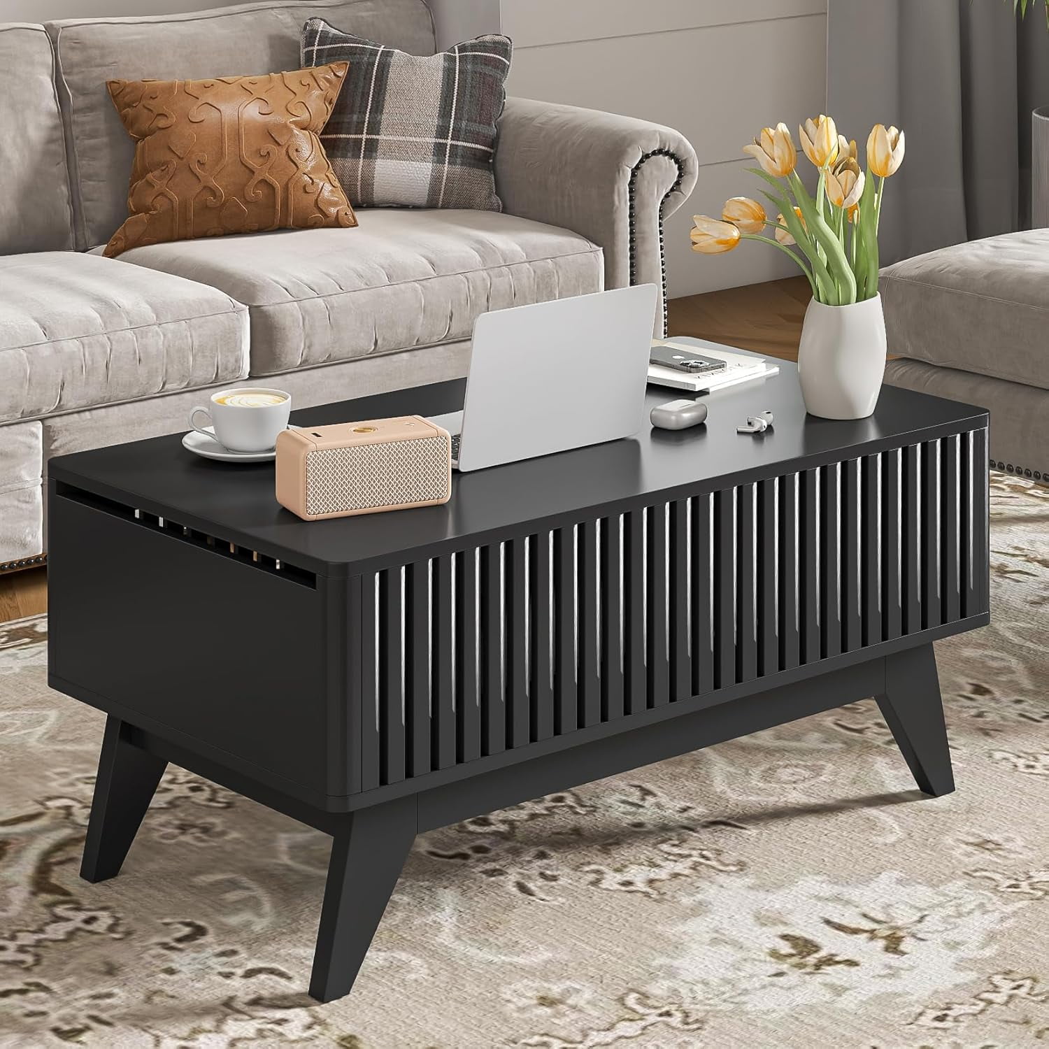 Lift Top Coffee Tables with Hidden Compartment, Mid Century Modern ...