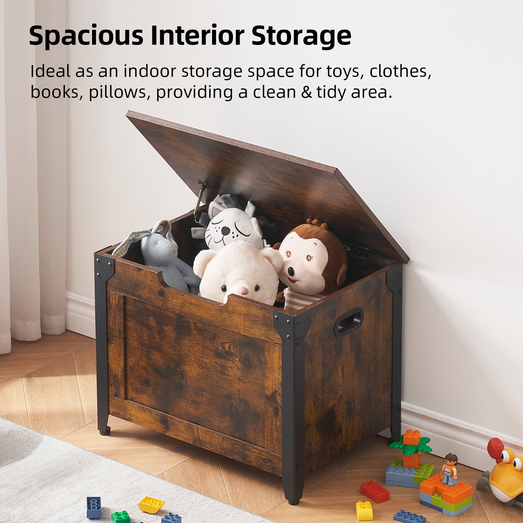 Lift Top Storage Bench, Storage Chest Organizer with Safety Hinge ...