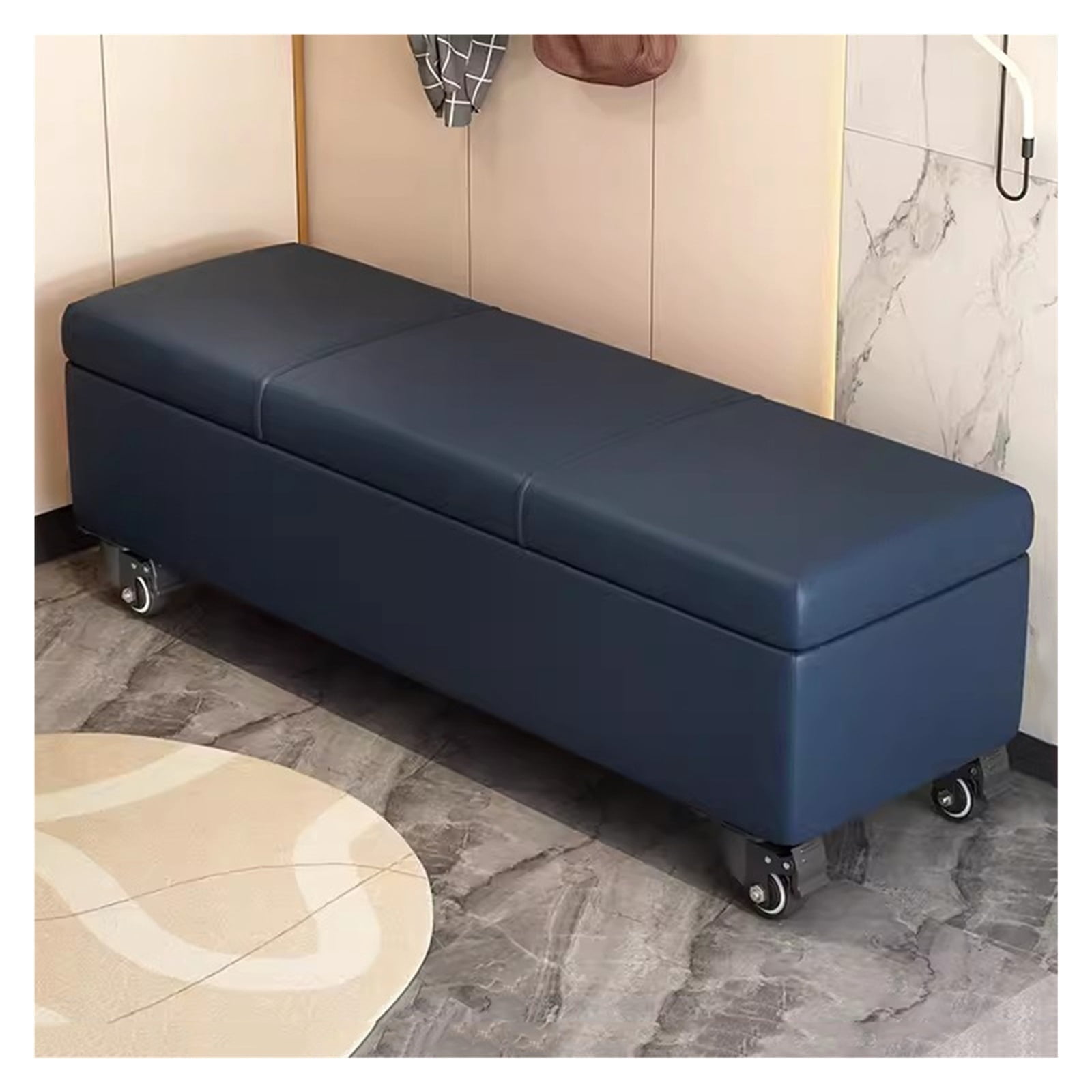 Lift-Top Storage Ottoman Bench Upholstered Padded Rectangular Footstool ...