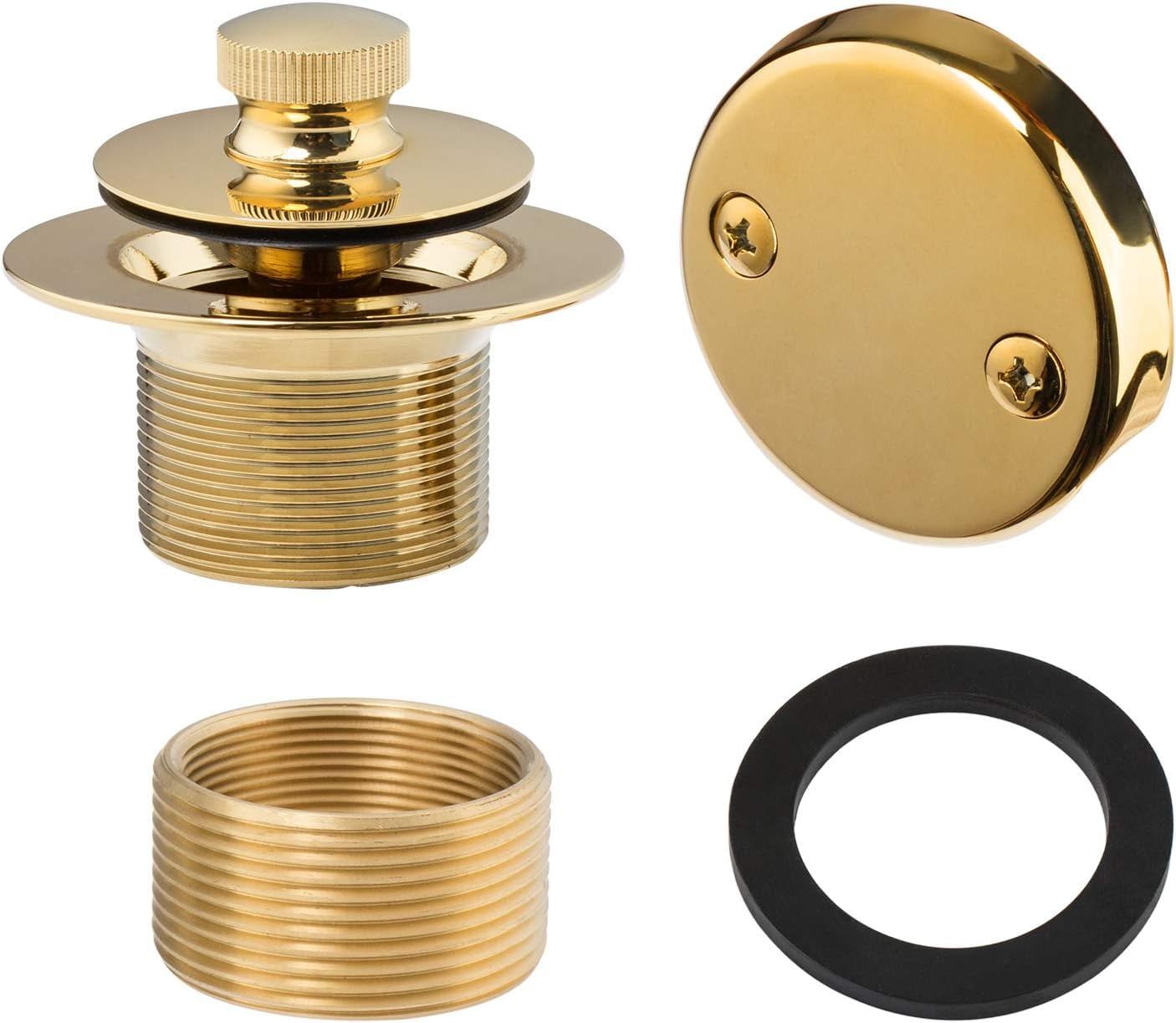 Lift & Turn Tub Trim Set with Two-Hole Overflow Faceplate, All Brass ...